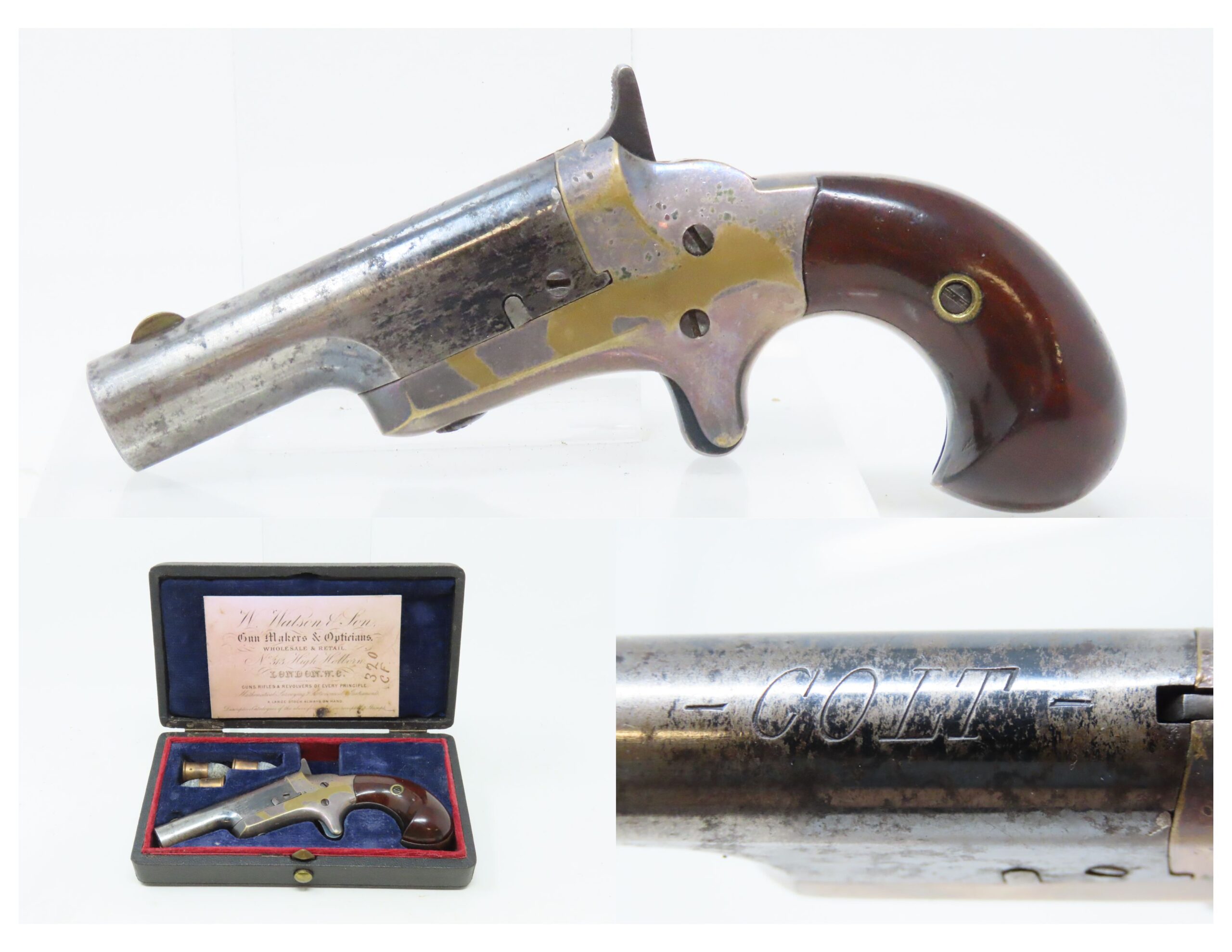 Colt Third Model Derringer with Case 1.18 C&RAntique001 | Ancestry Guns