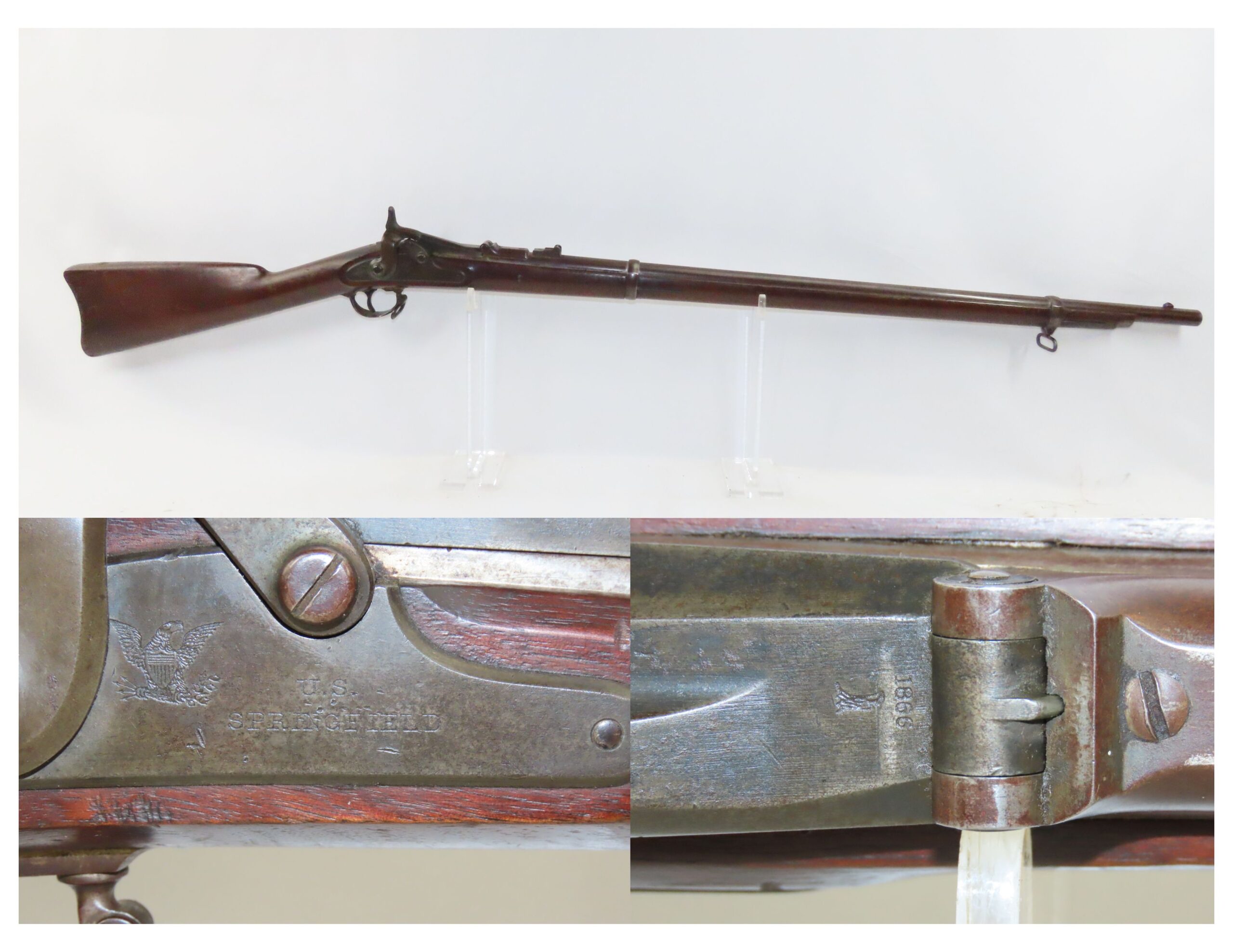 U.S. Springfield Model 1866 Second Allin Conversion Trapdoor Rifle 6.6 ...