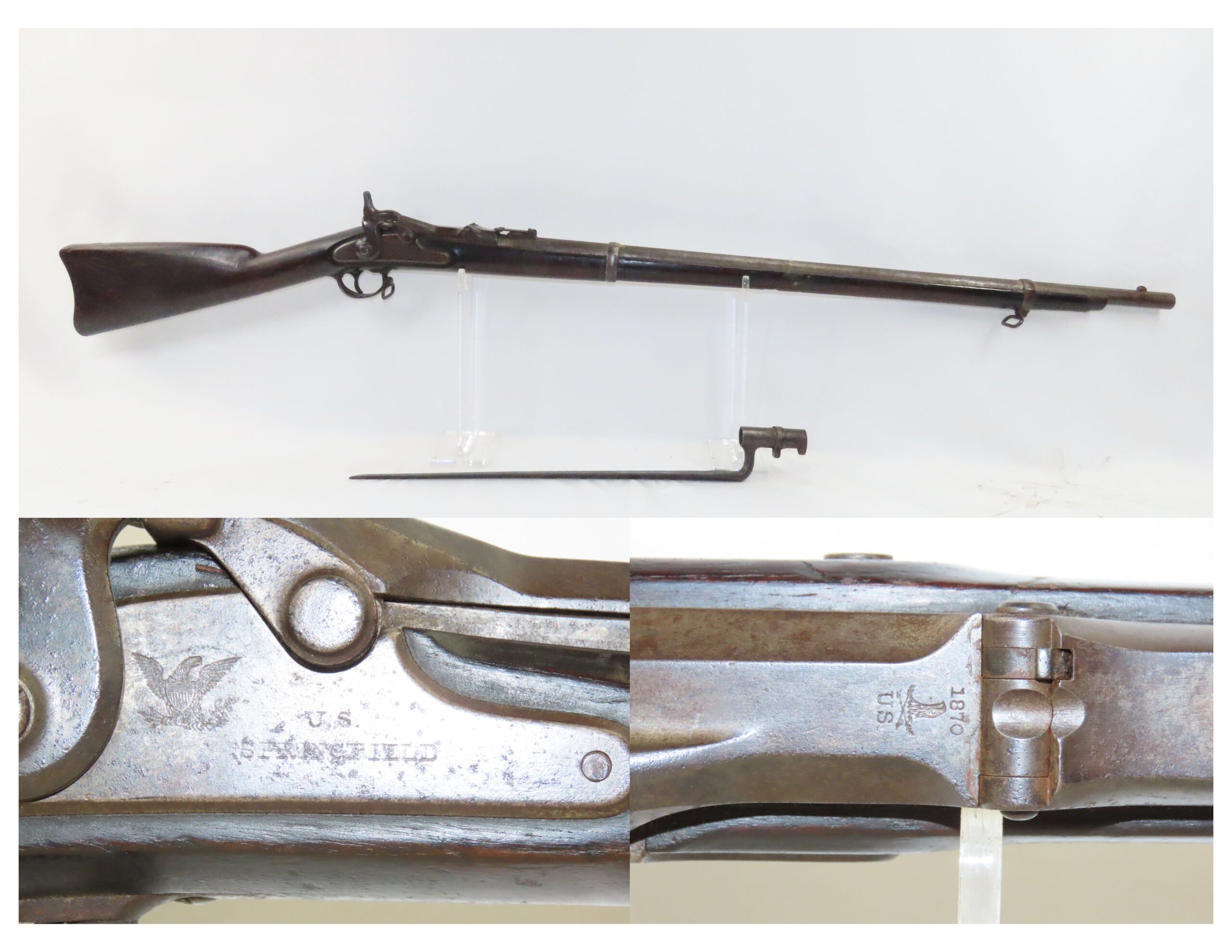 U.S. Springfield Model 1868 Trapdoor Rifle with Bayonet 6.6 C ...