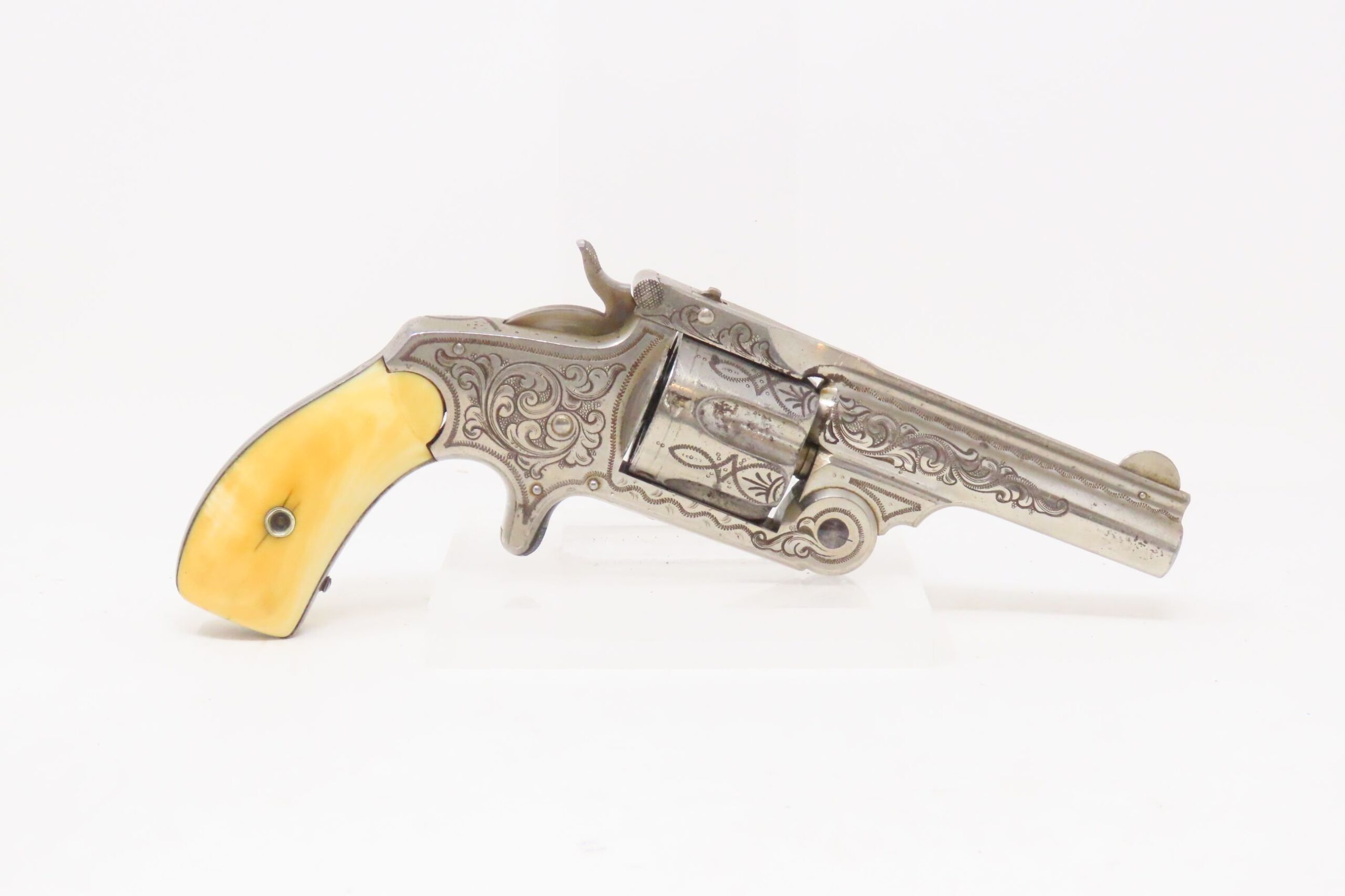 ENGRAVED NICKEL & IVORY SMITH & WESSON .38 Single Action Revolver ...