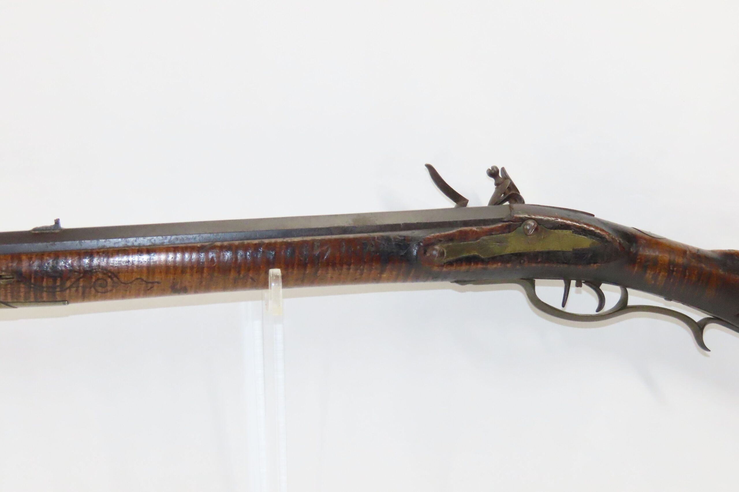Engraved, Silver Inlaid J. long Signed Flintlock American Long Rifle 6. ...