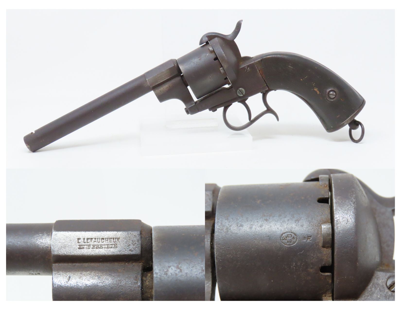E. Lefaucheux Brevete Model 1854 Single Action Pinfire Revolver 4.27 C ...
