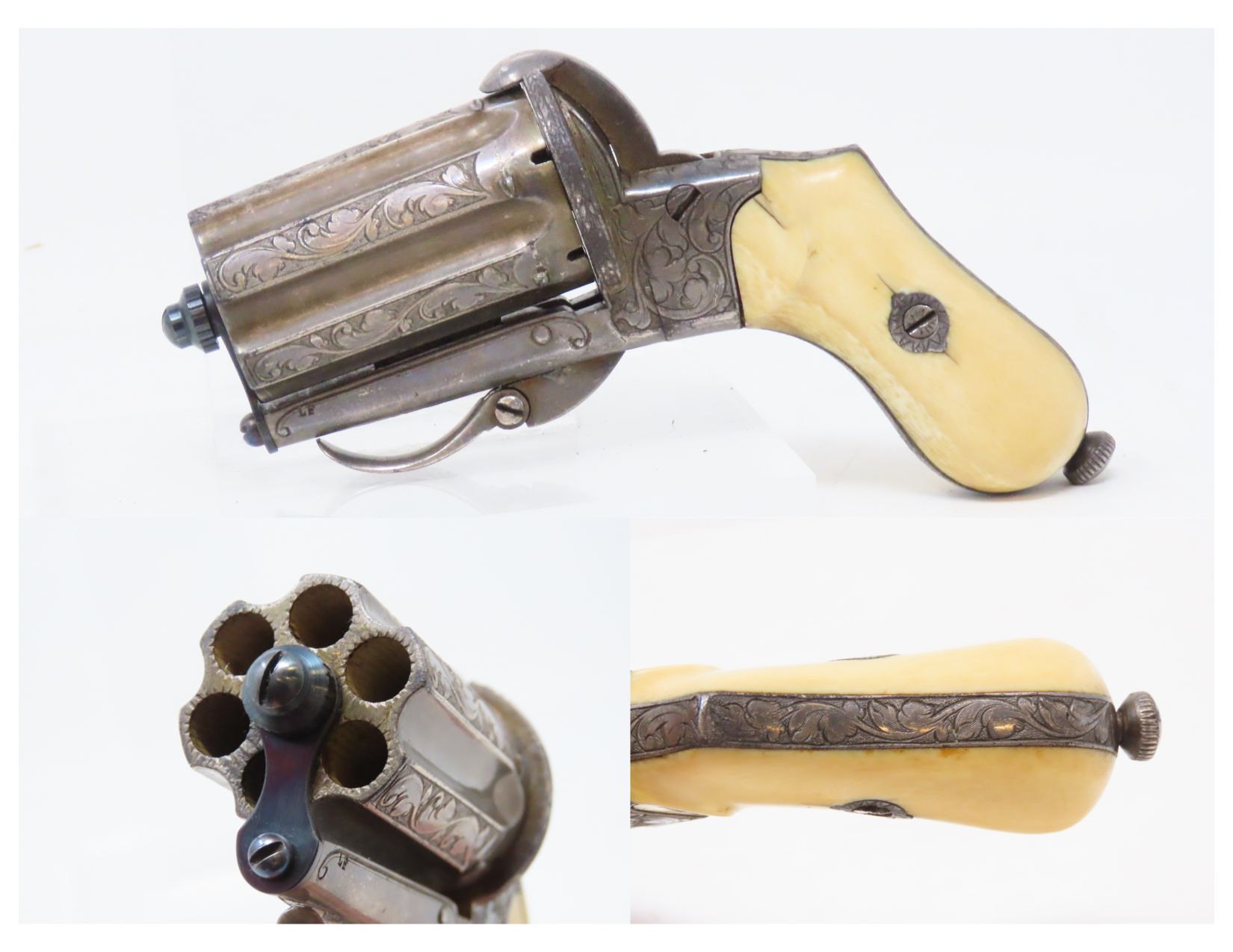 Engraved European Pepperbox Revolver 4.25 C&RAntique001 | Ancestry Guns