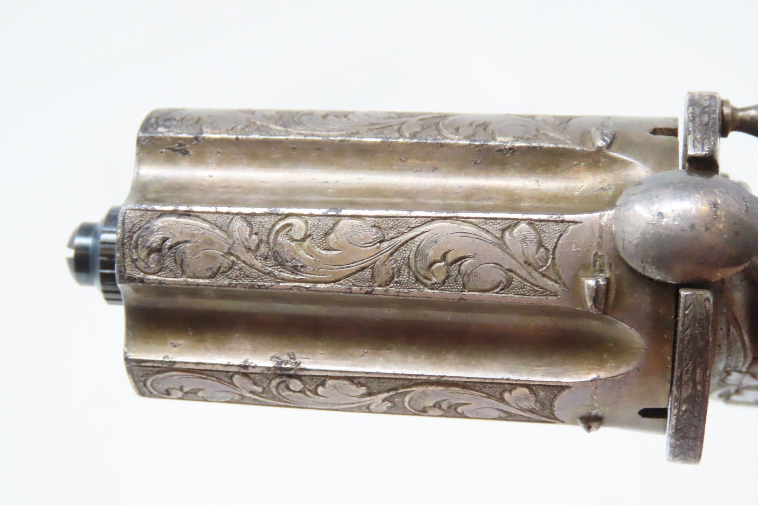 Engraved European Pepperbox Revolver 4.25 C&RAntique007 | Ancestry Guns