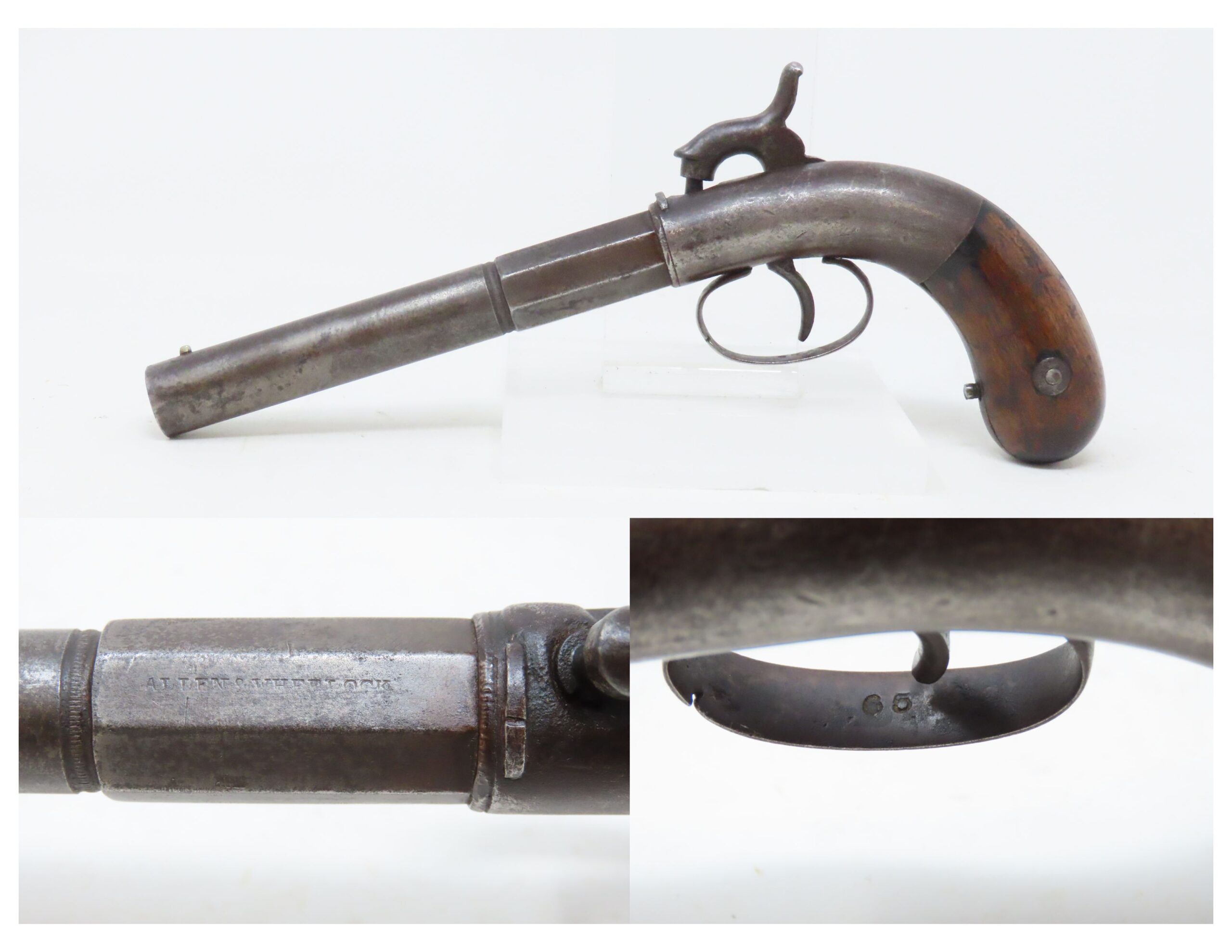 Alen & Wheelock Center Hammer Pistol 8.29 C&RAntique001 | Ancestry Guns
