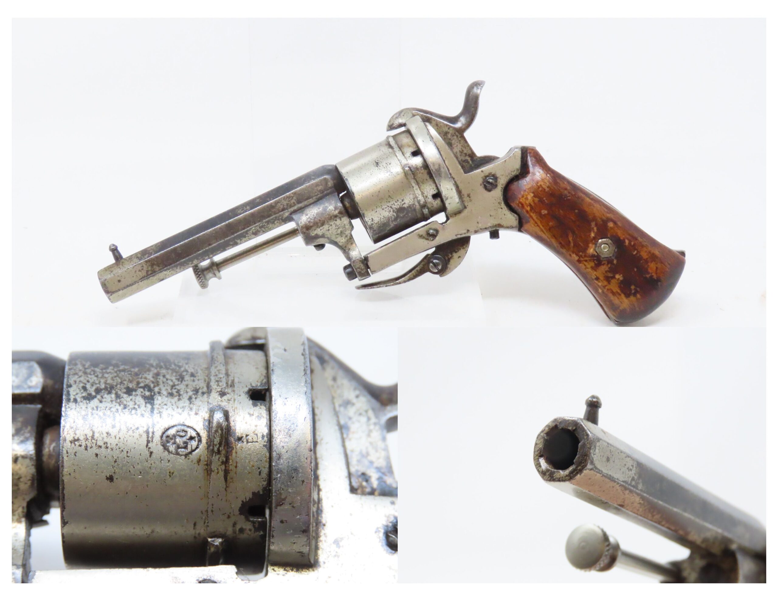 Belgian Folding Trigger Double Action Pinfire Revolver 9.19 C ...