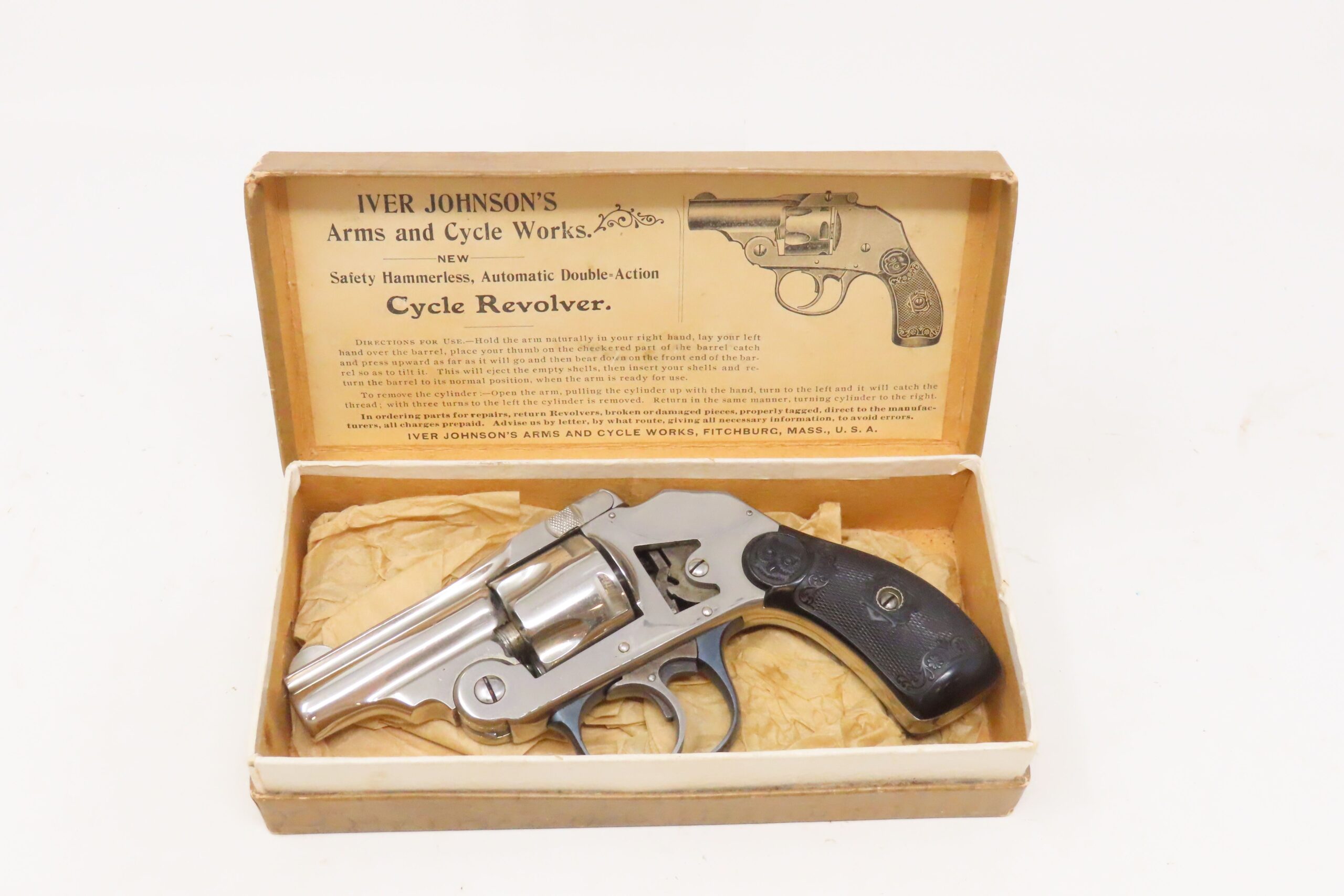 Iver Johnson Factory Cutaway Safety Cycle Revolver with Box 10.10 C ...
