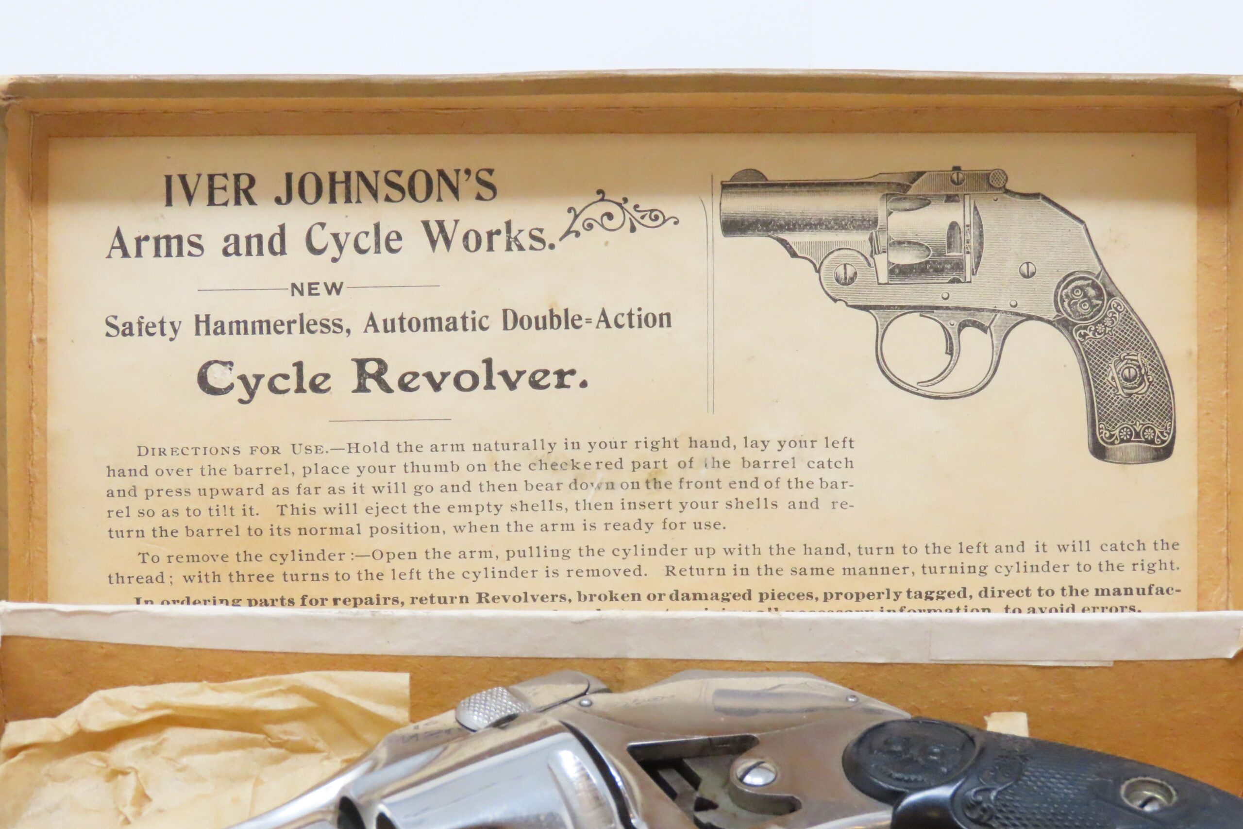 Iver Johnson Factory Cutaway Safety Cycle Revolver with Box 10.10 C ...