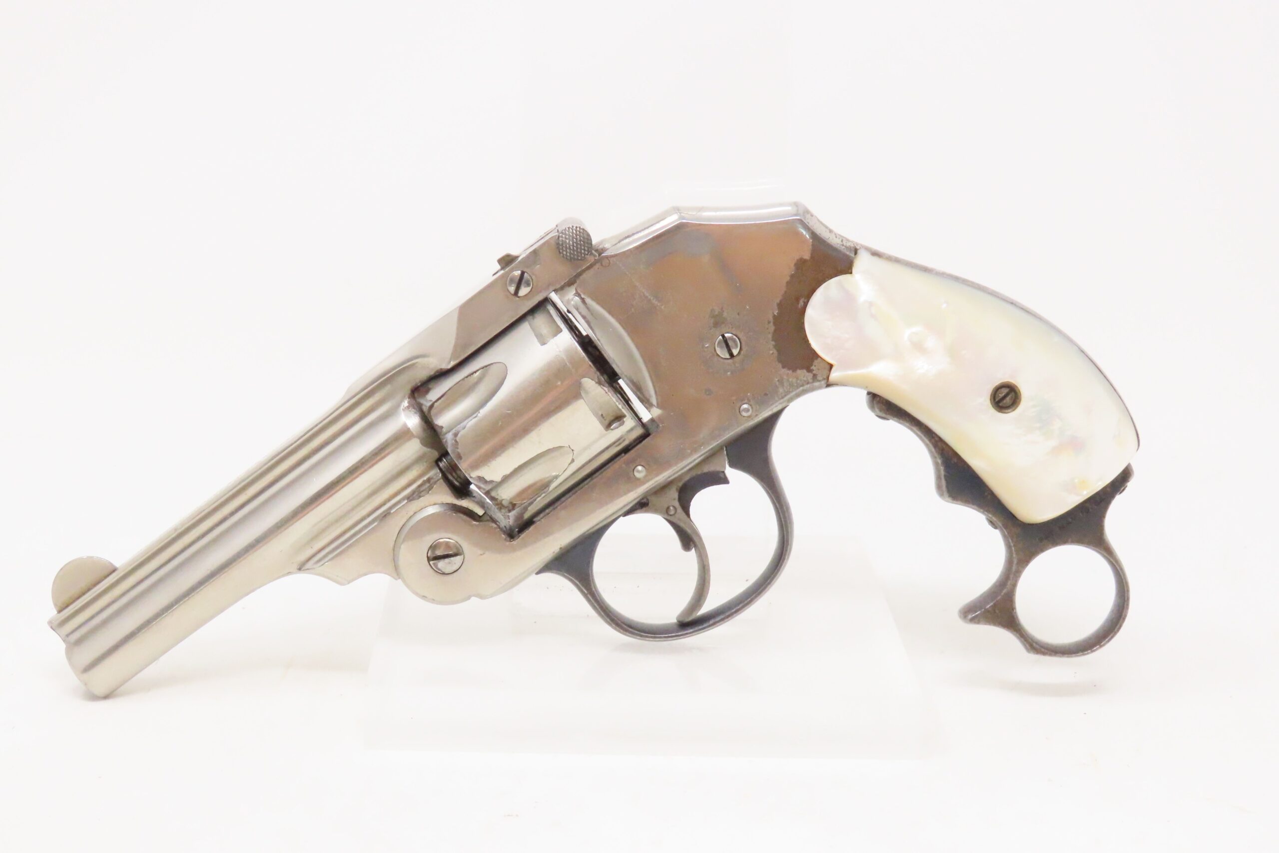 Iver Johnson Safety Hammerless Revolver with Pearl Grips and Box 10.10 ...