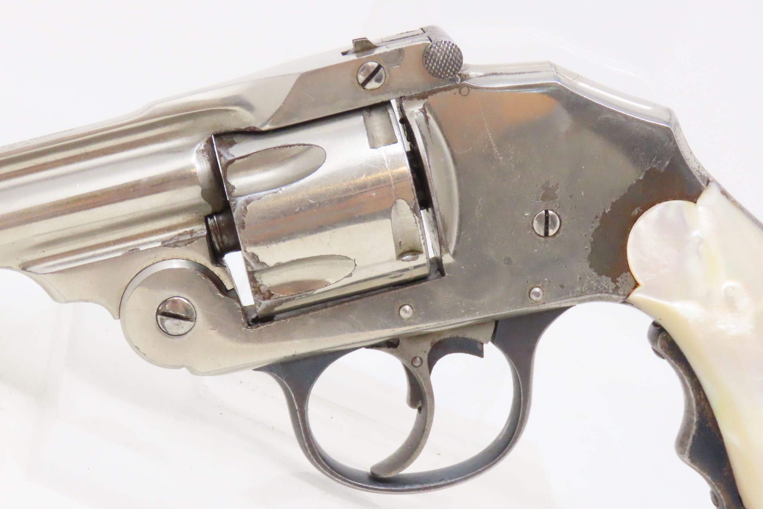 Iver Johnson Safety Hammerless Revolver with Pearl Grips and Box 10.10 ...