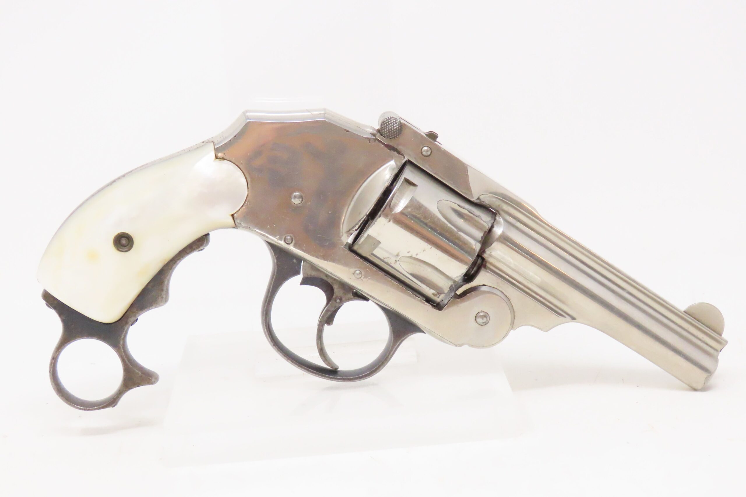 Iver Johnson Safety Hammerless Revolver with Pearl Grips and Box 10.10 ...