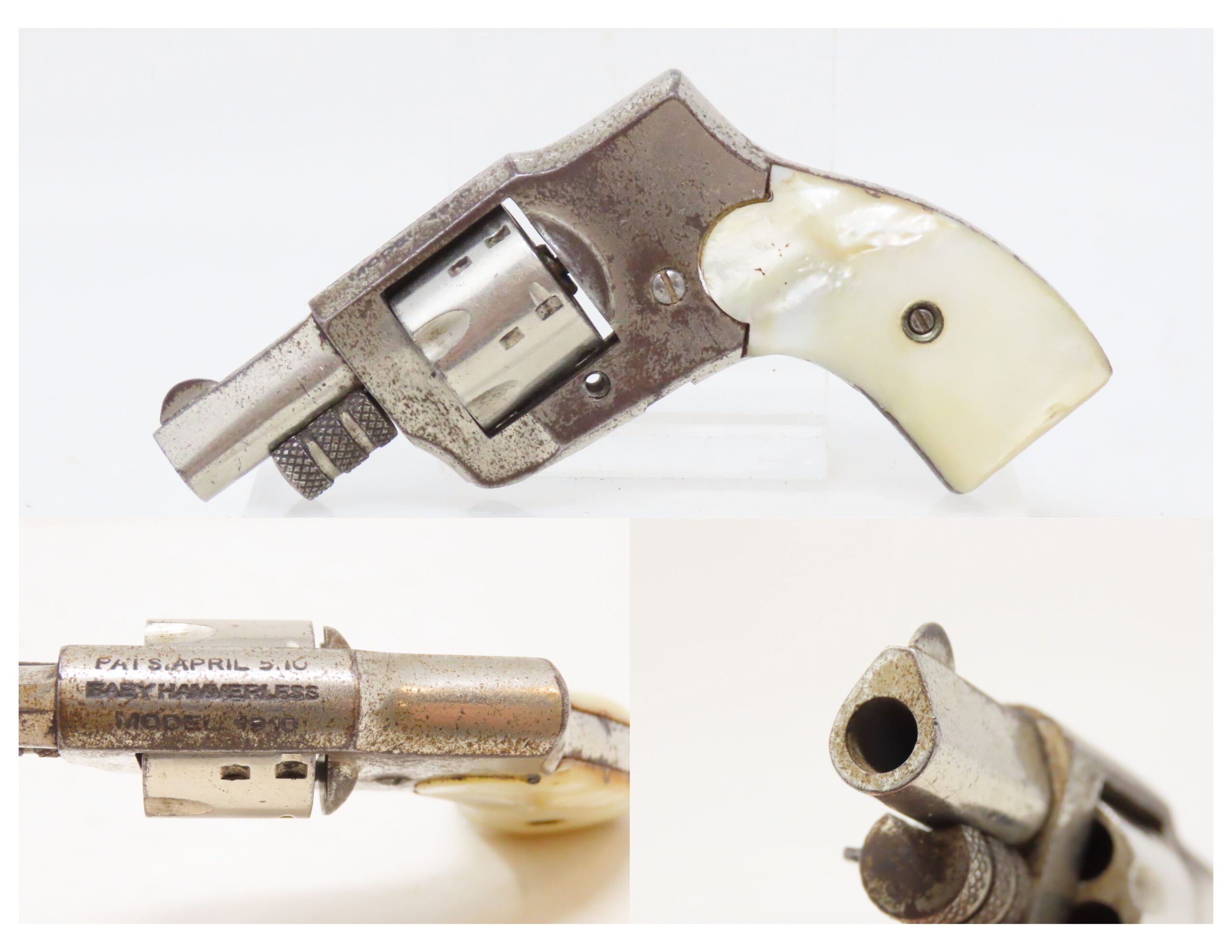 Kolb Baby Hammerless Folding Trigger Double Action Revolver with Pearl ...