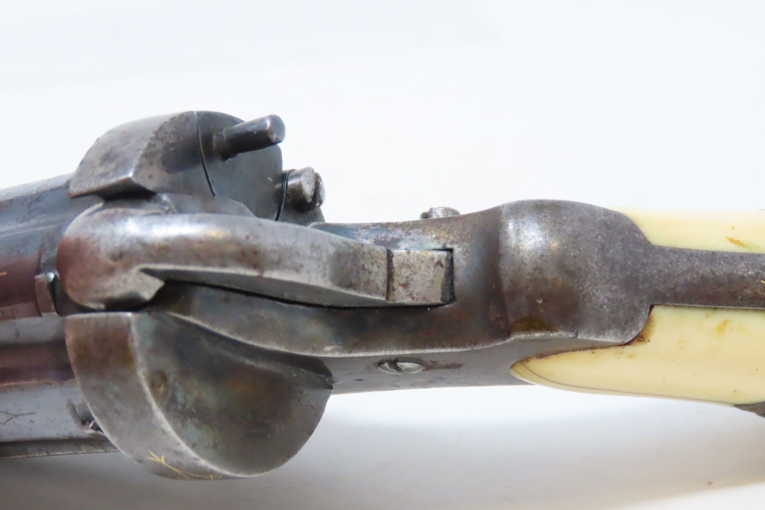 Gold and Silver Inlaid Liege Proofed Folding Trigger Pinfire Revolver 5 ...