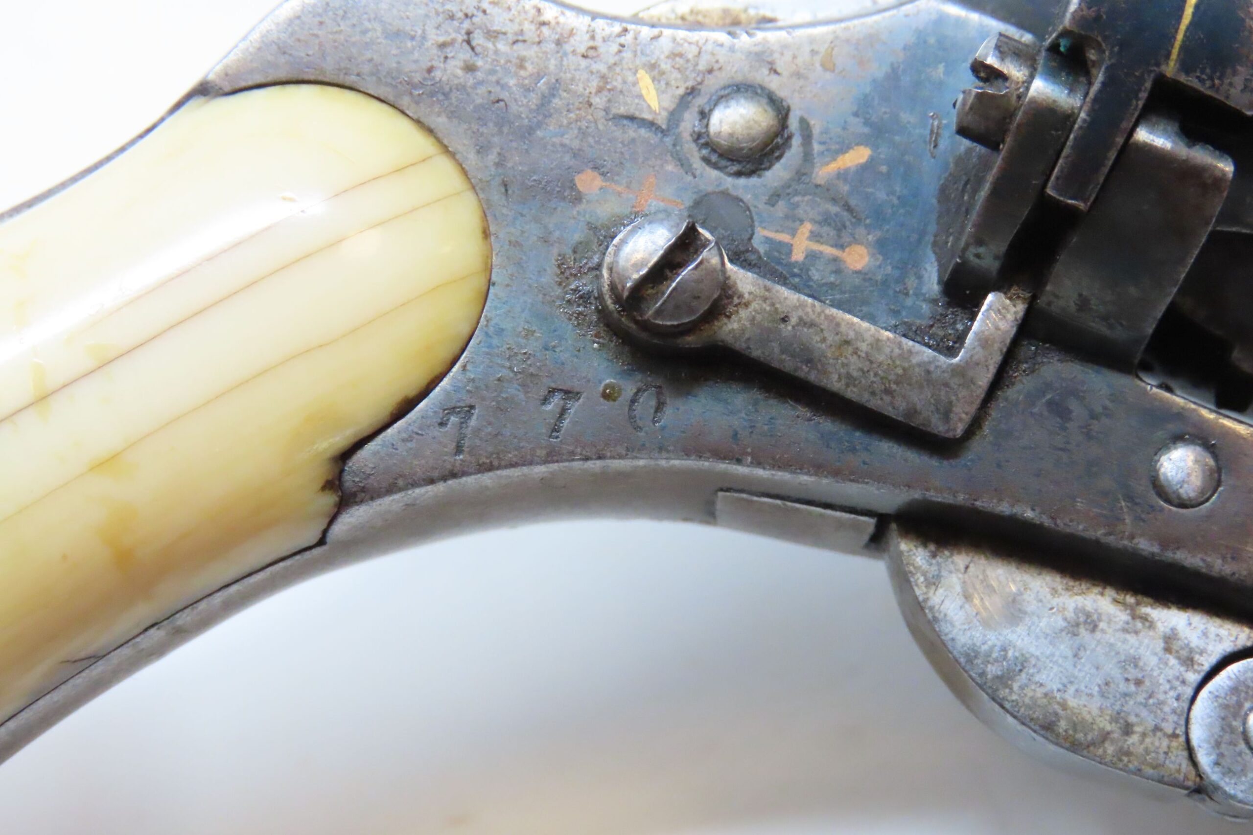 Gold and Silver Inlaid Liege Proofed Folding Trigger Pinfire Revolver 5 ...