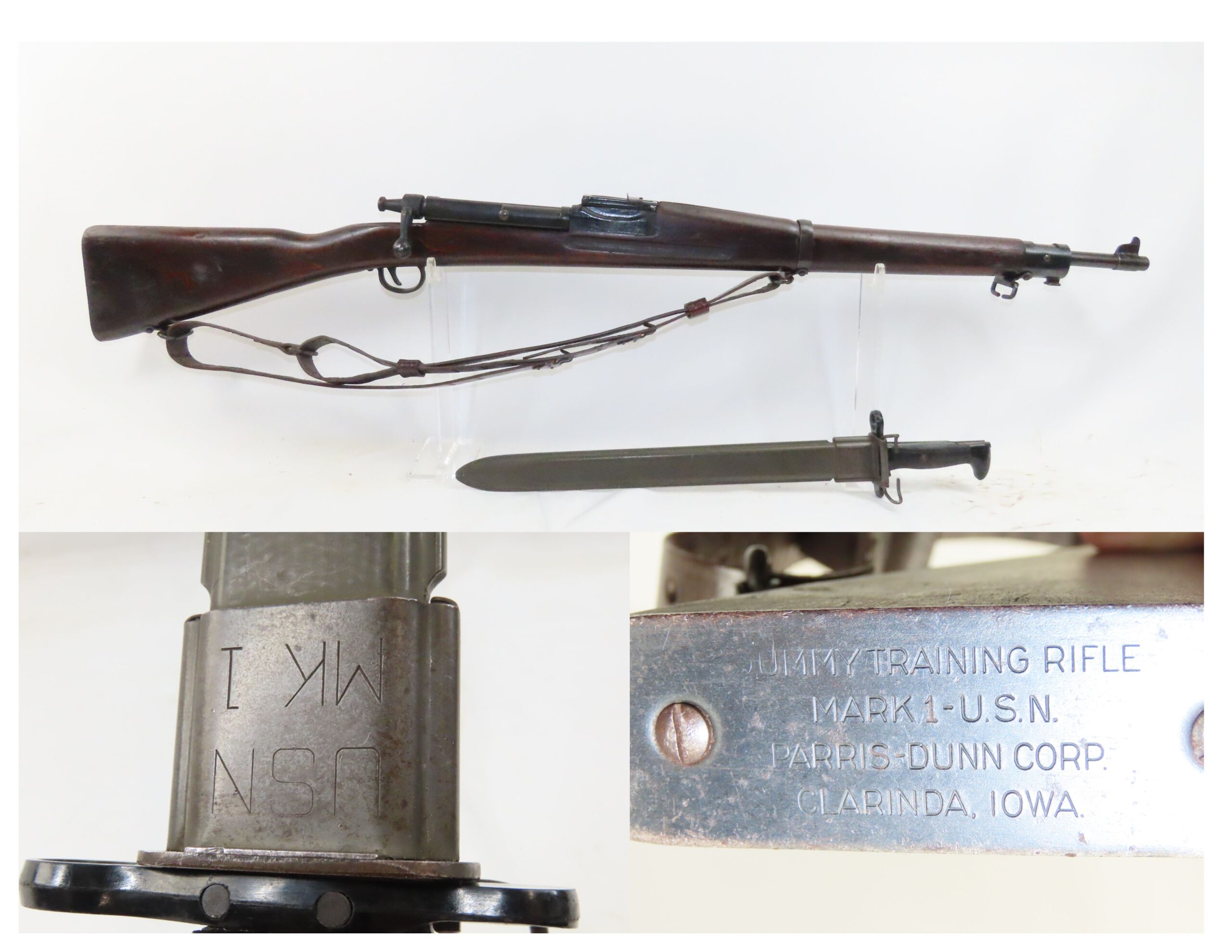 U.S.N. Parris Dunn Mark I Dummy Training Rifle with Training Bayonet 1. ...