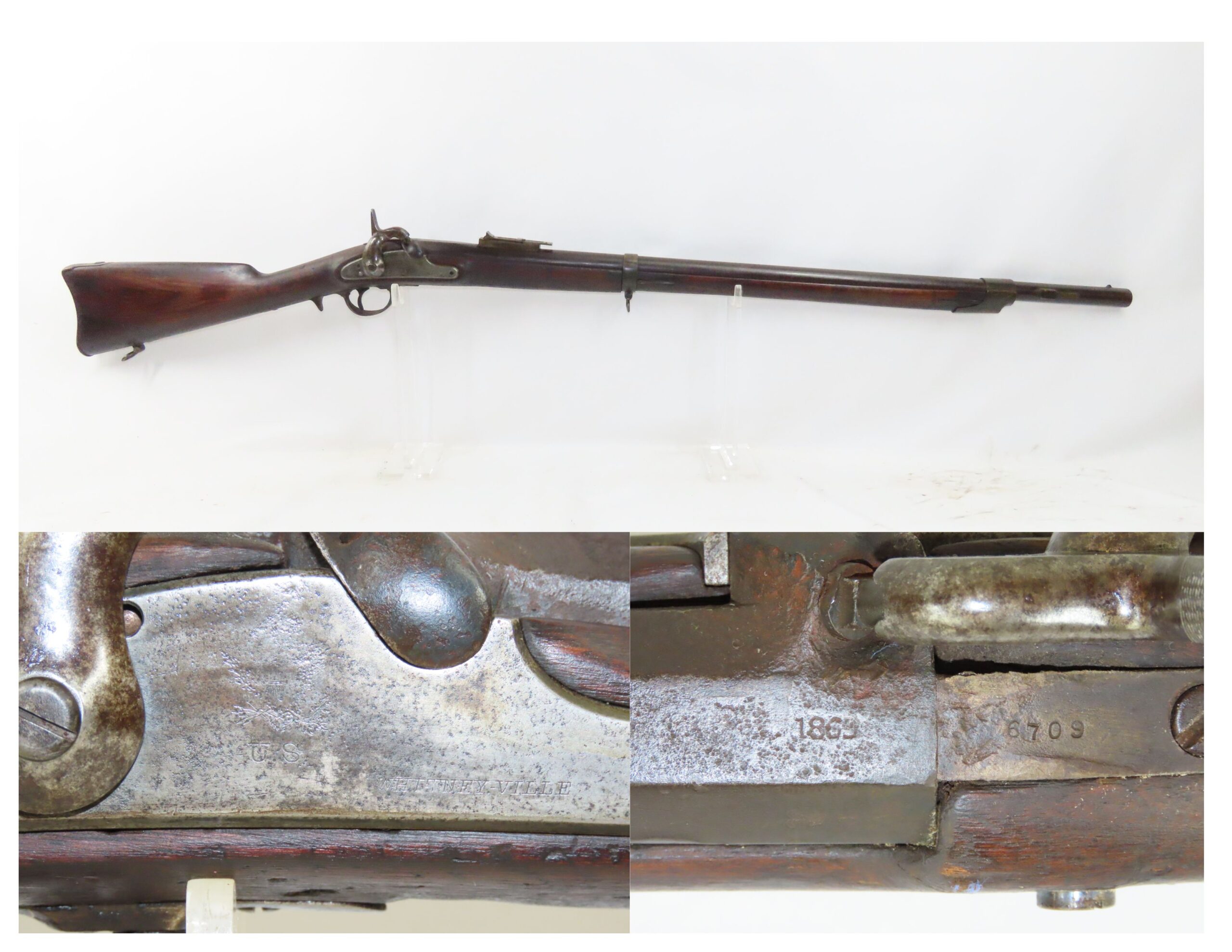Civil War U.S. Whitney Model 1861 Plymouth Navy Percussion Rifle 1.24 C ...