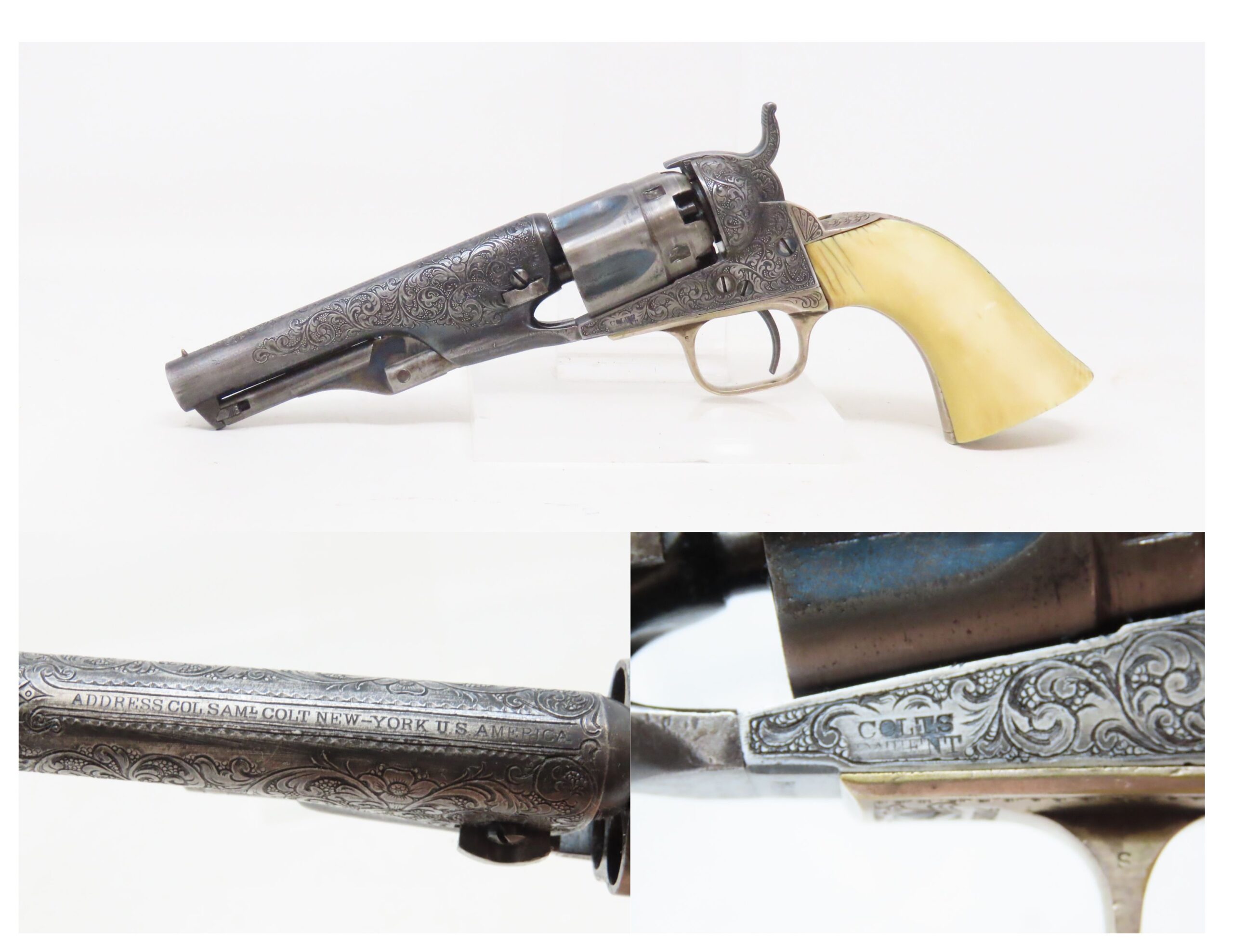 Engraved Colt Model 1862 Police Percussion Revolver 2.21 C&RAntique001 ...