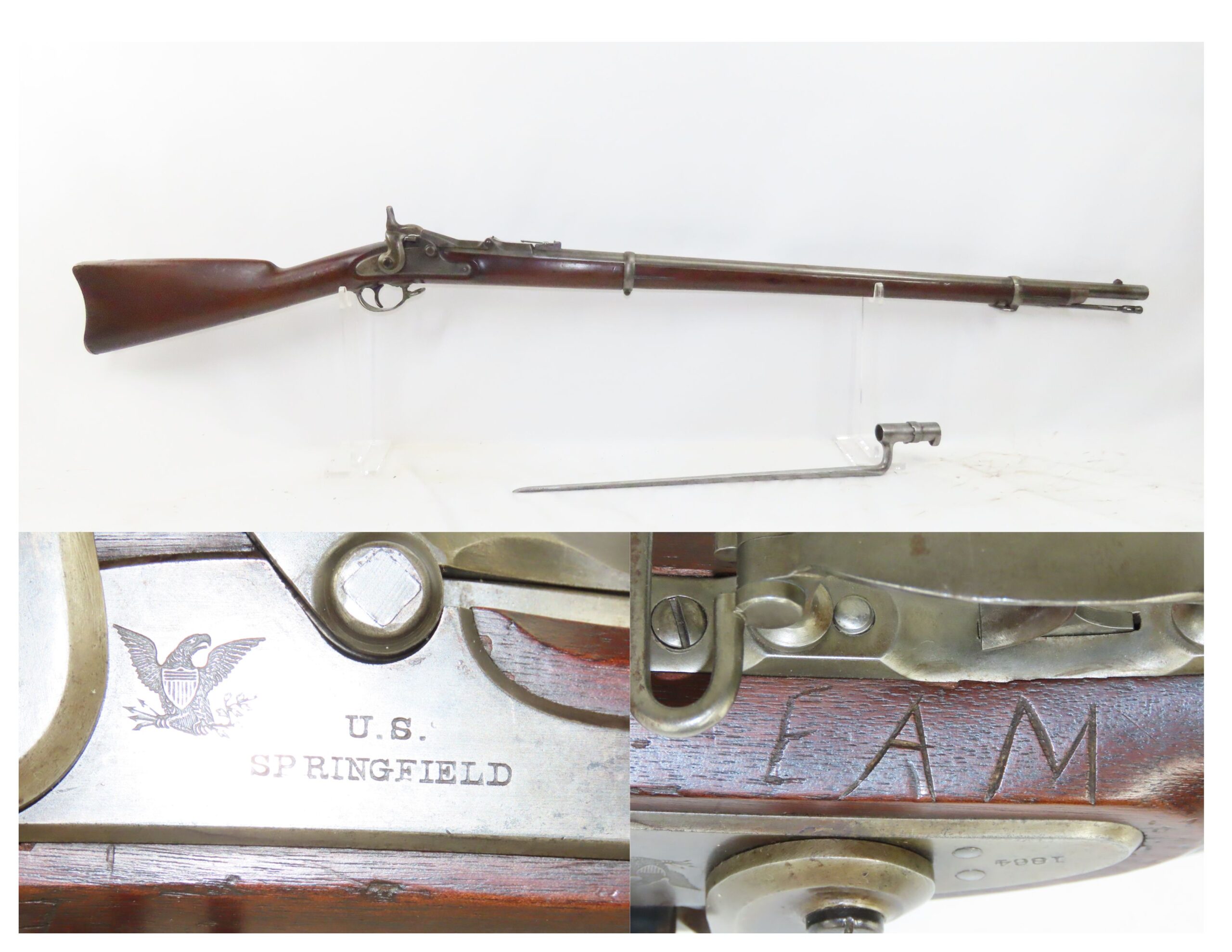 U.S. Springfield Armory Model 1870 Rifle with Bayonet 1.31 C ...