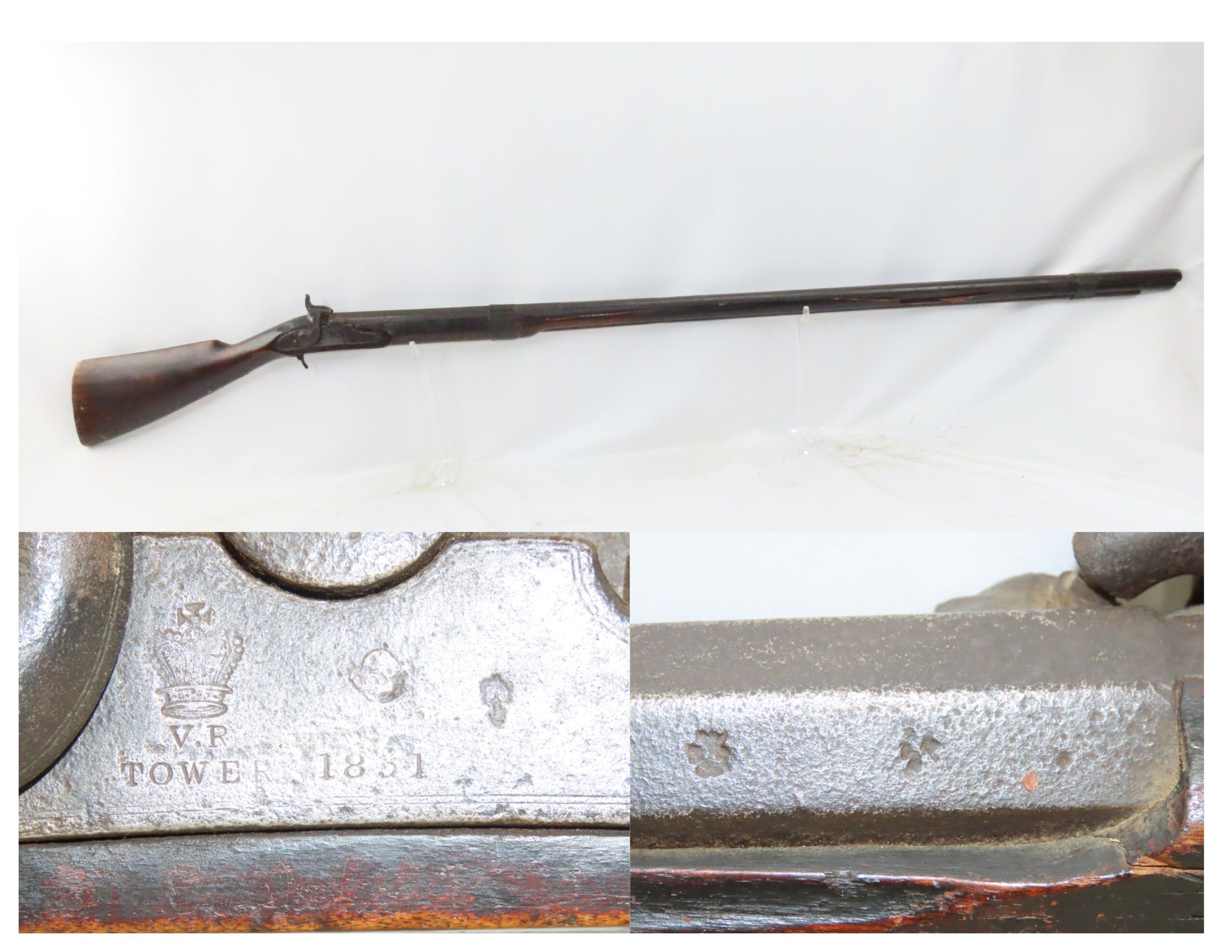 Large Tower Marked Full Stock Fowling Percussion Rifle 2.7 C ...