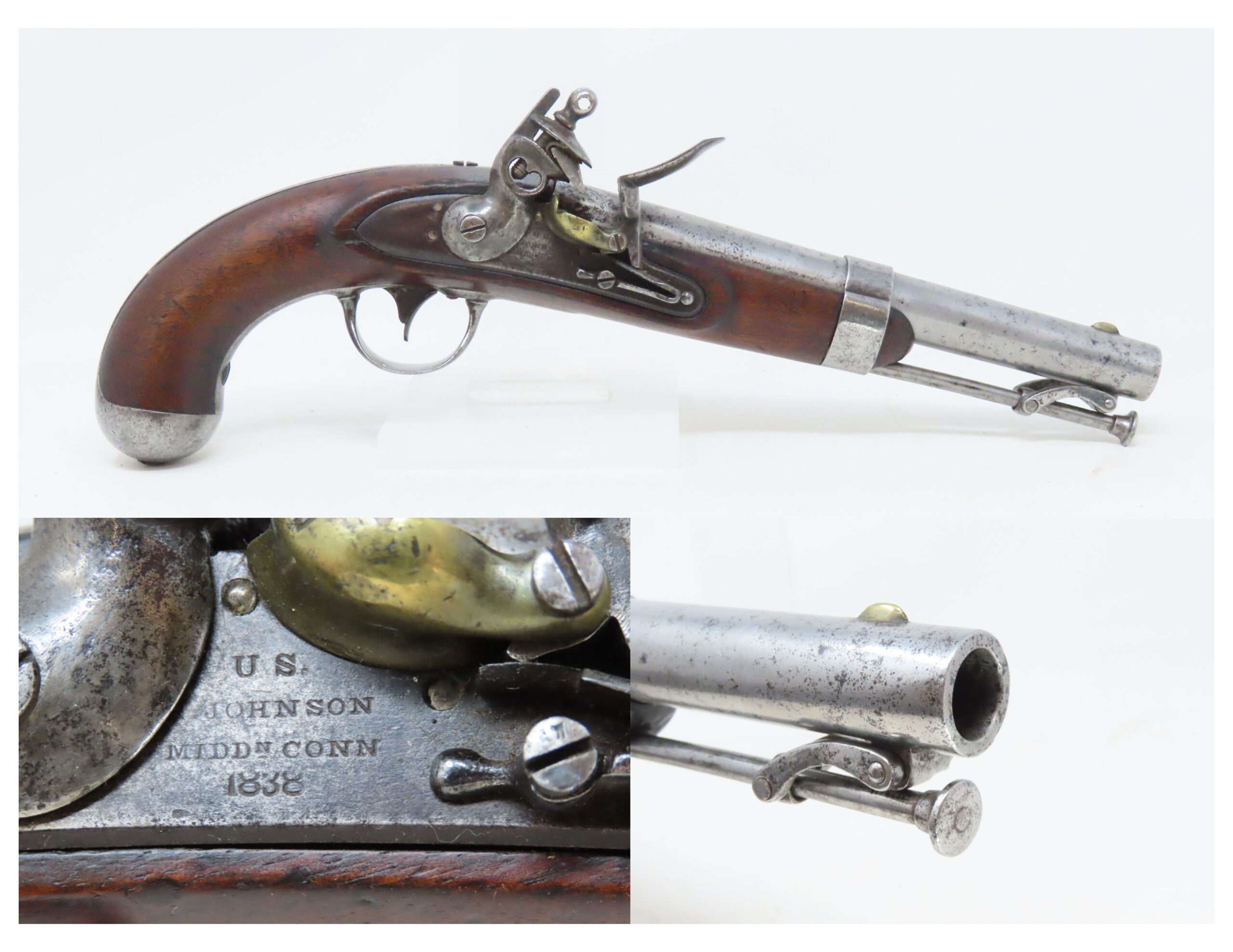 R. Johnson Model 1836 Flintlock Pistol 10.19 C&RAntique001 | Ancestry Guns