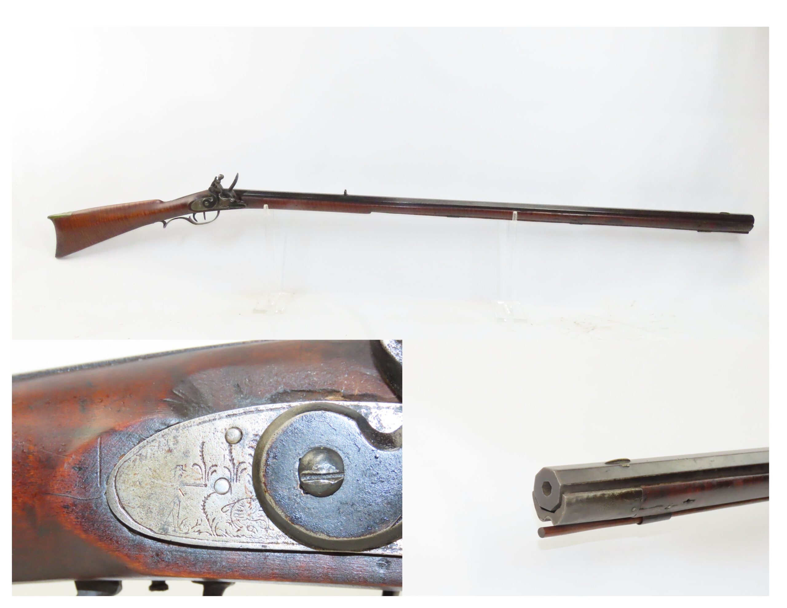 Southern Style Flintlock American Long Rifle 1.31 C&RAntique001 ...