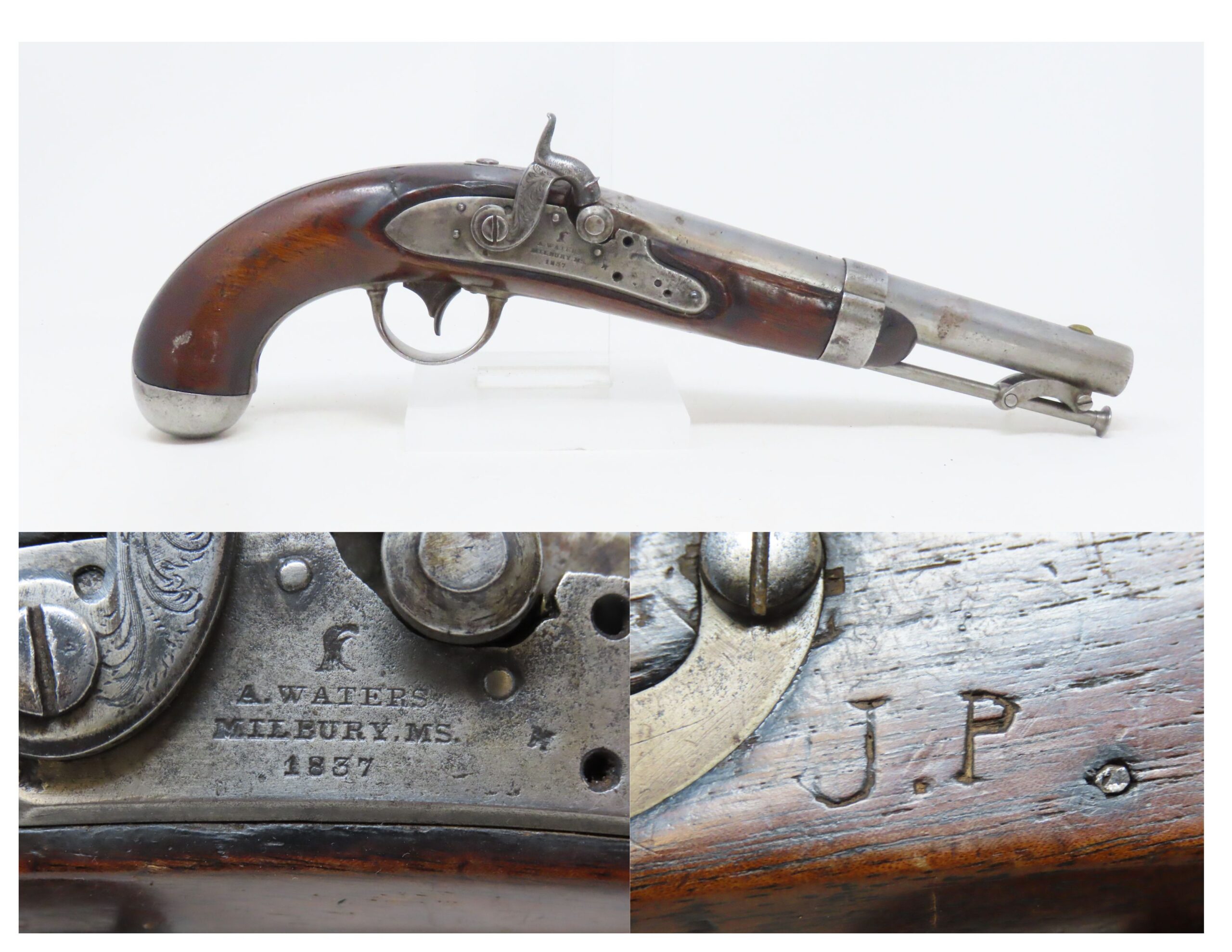 A. Waters Model 1836 Percussion Conversion Pistol 3.14 C&RAntique001 ...