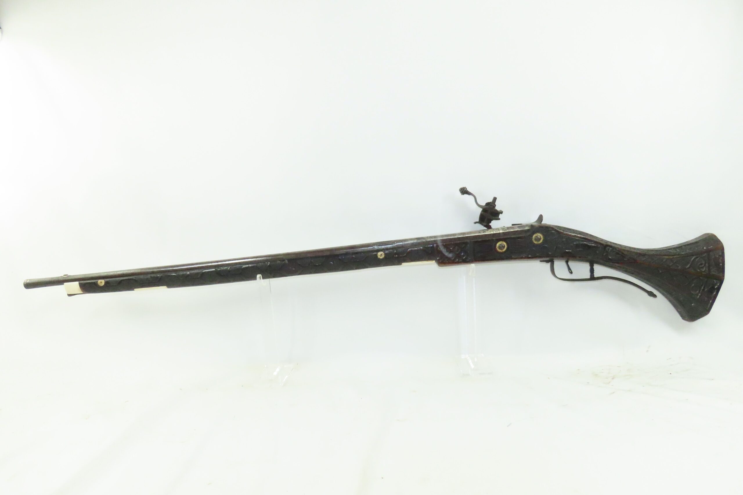 Engraved, Silver Inlaid and Carved Wheelock Musket 5.2 C&R Antique016 ...