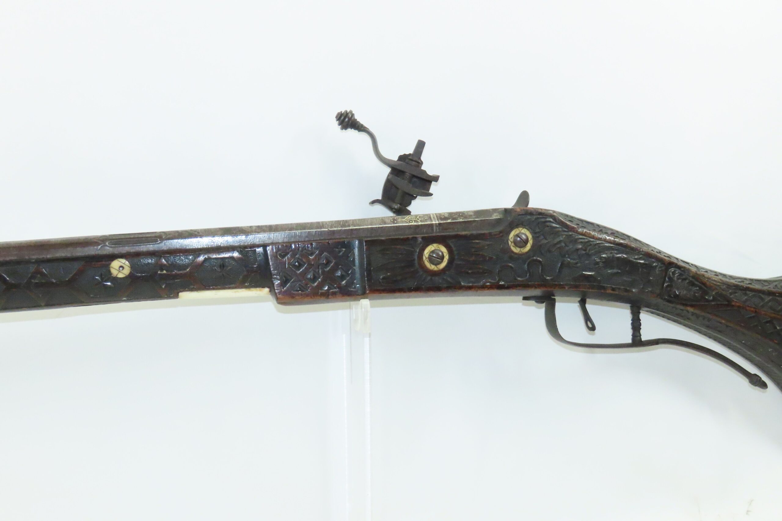 Engraved, Silver Inlaid and Carved Wheelock Musket 5.2 C&R Antique018 ...