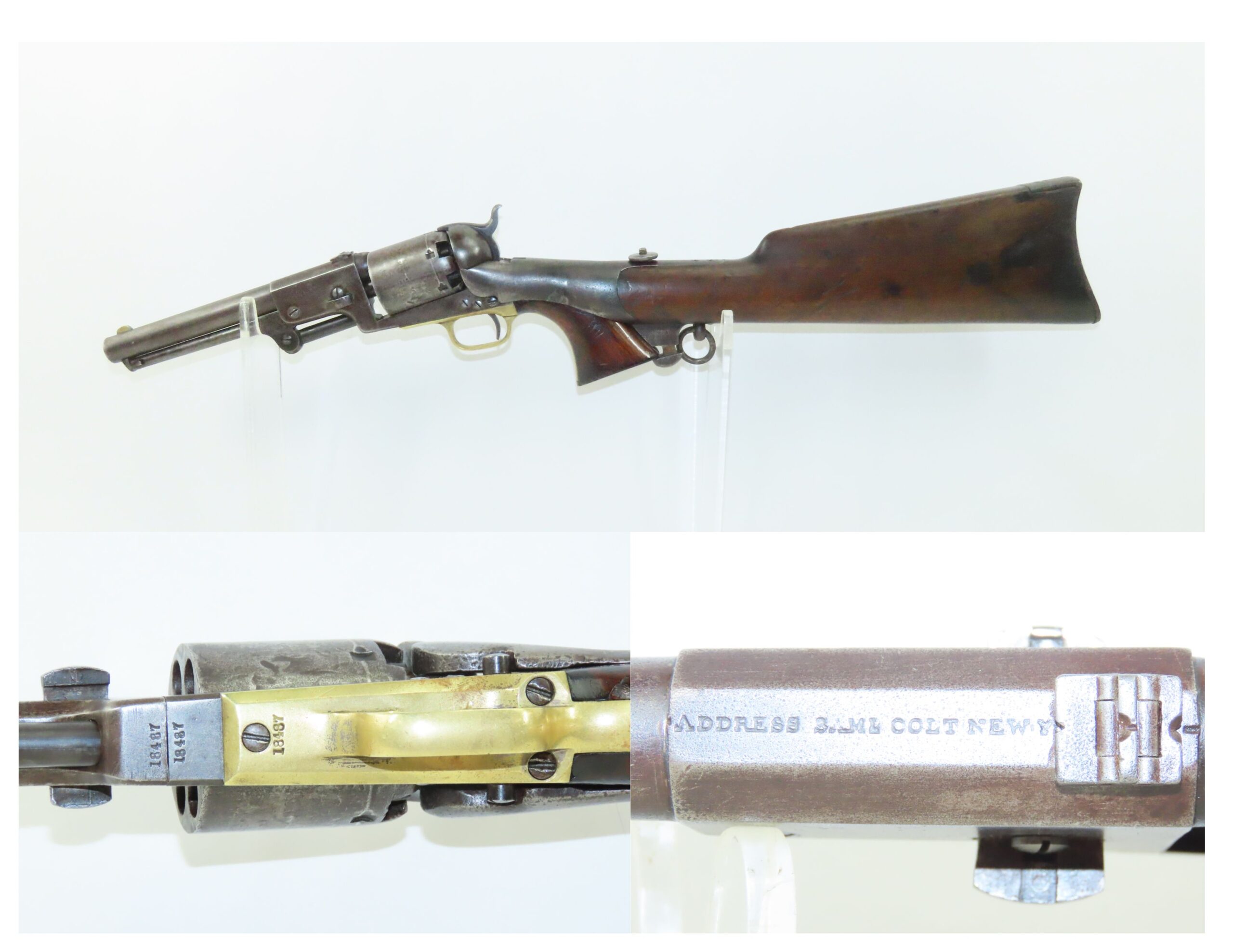 Antique CIVIL WAR 3rd Model COLT DRAGOON .44 Perc. Revolver SHOULDER ...