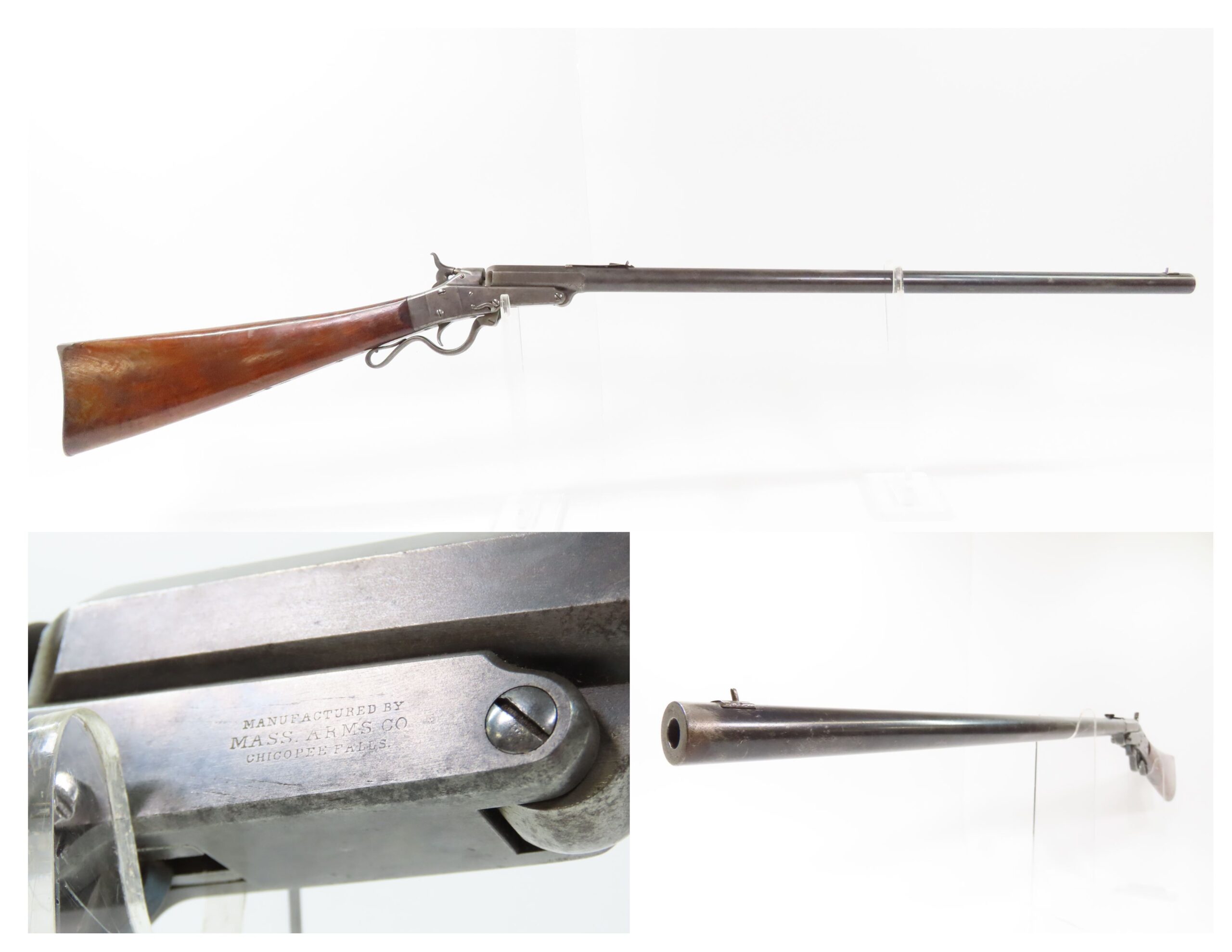 Antique MASSACHUSETTS ARMS Co. Single Shot MAYNARD M1873 CENTERFIRE Rifle Hooded Post Front ...