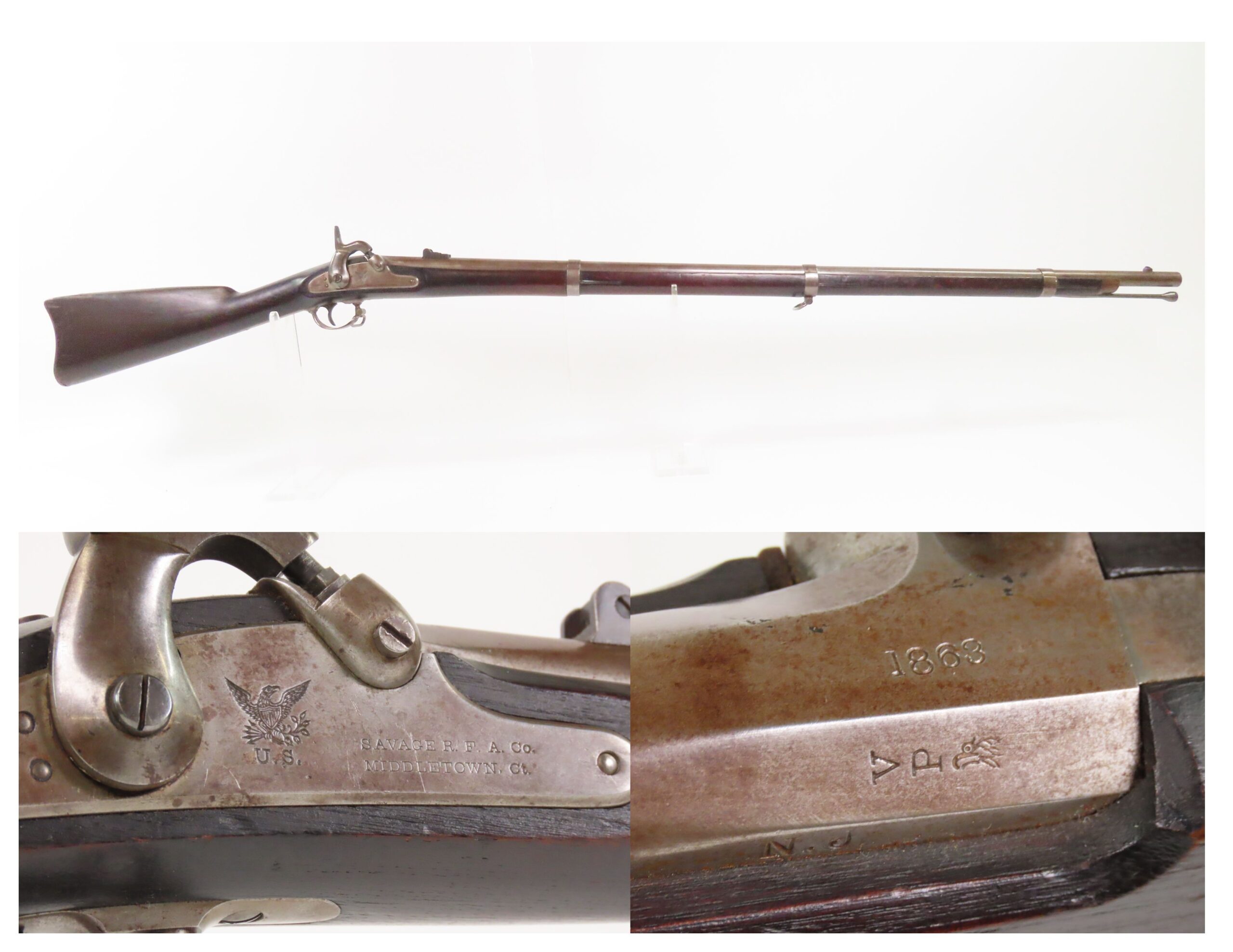 NEW JERSEY 1863 Dated CIVIL WAR Antique U.S. SAVAGE Model 1861 Rifle ...