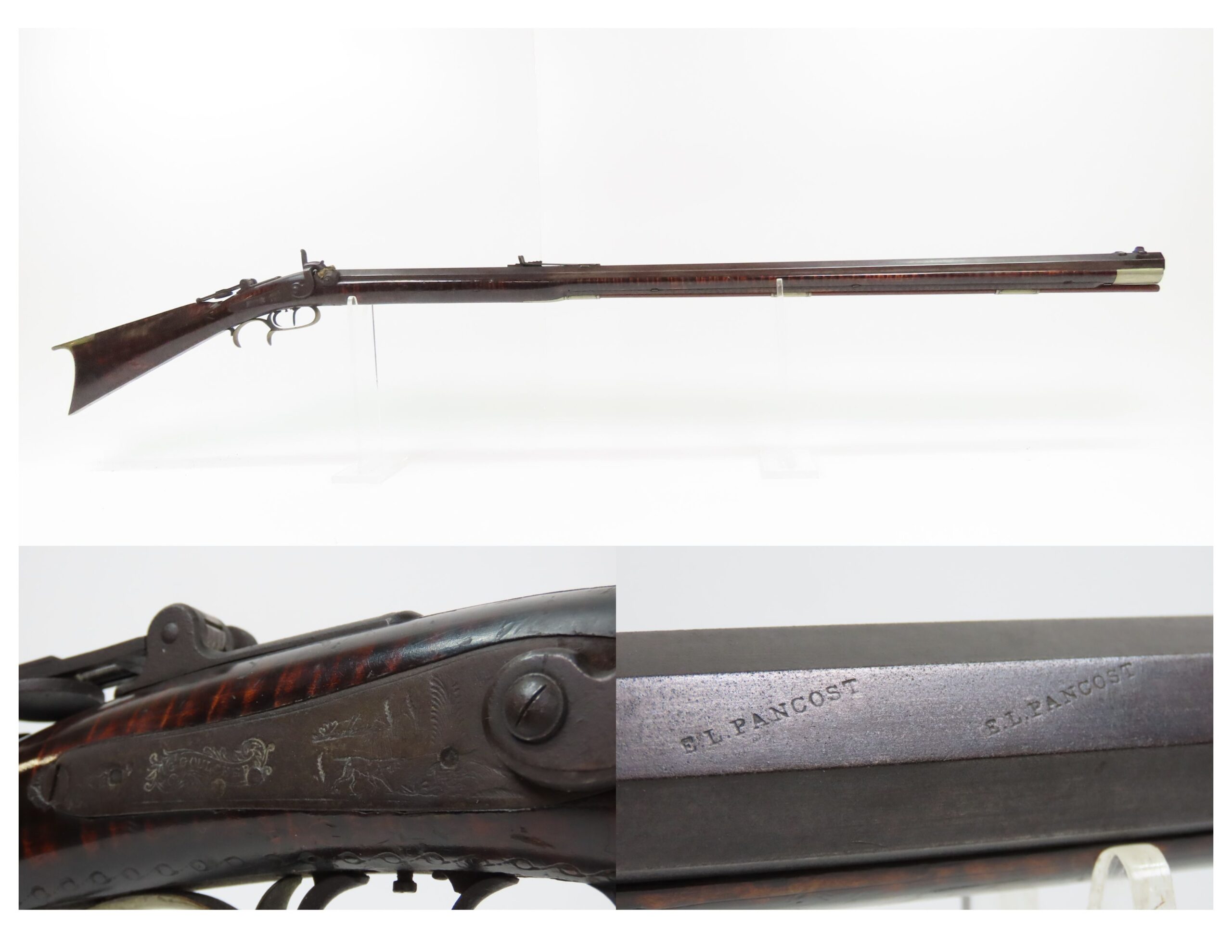 Antique E.L. PANCOST .42 Percussion LONG RIFLE Double SET TRIGGERS ...