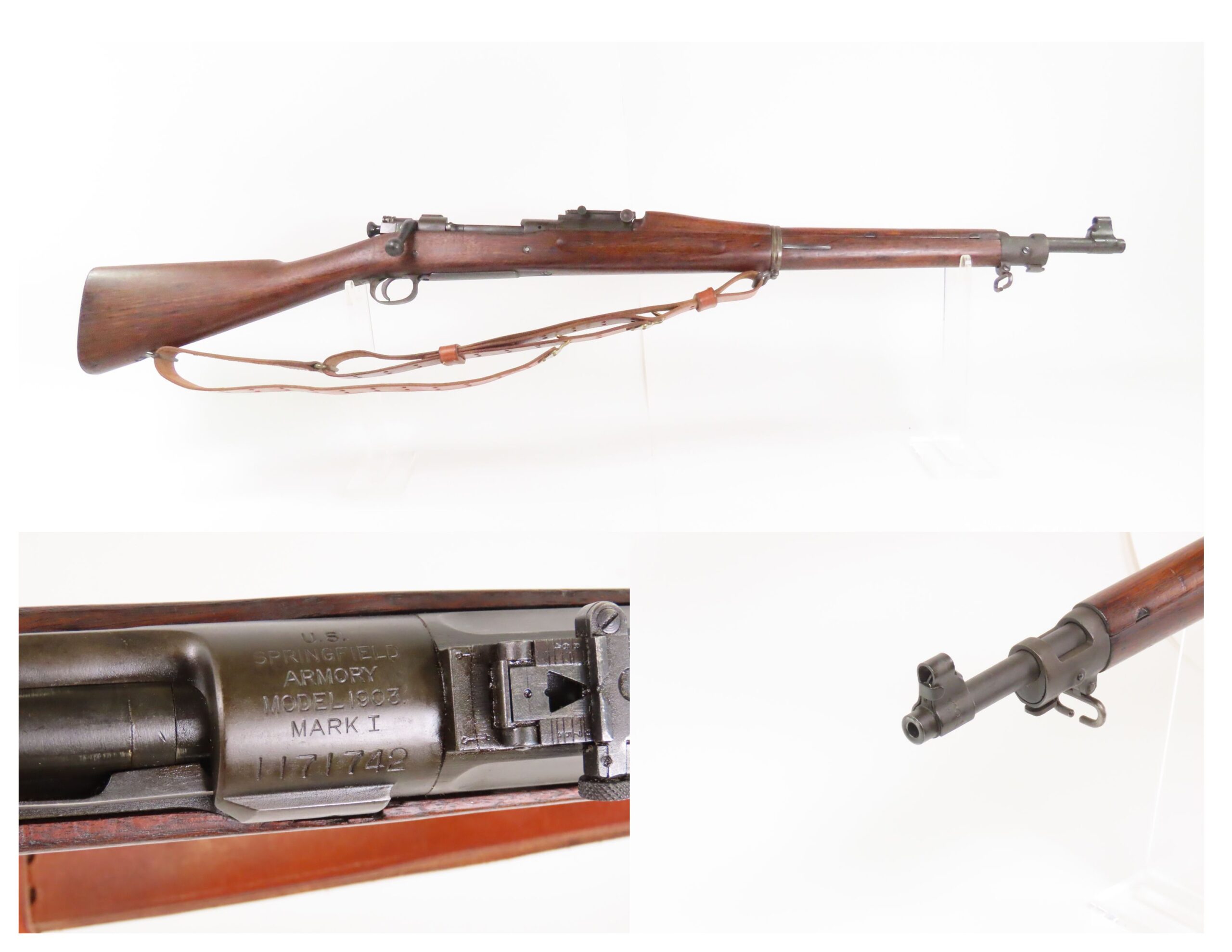 1920 mfg. U.S. SPRINGFIELD M1903 MARK I C&R Military Rifle LEATHER ...