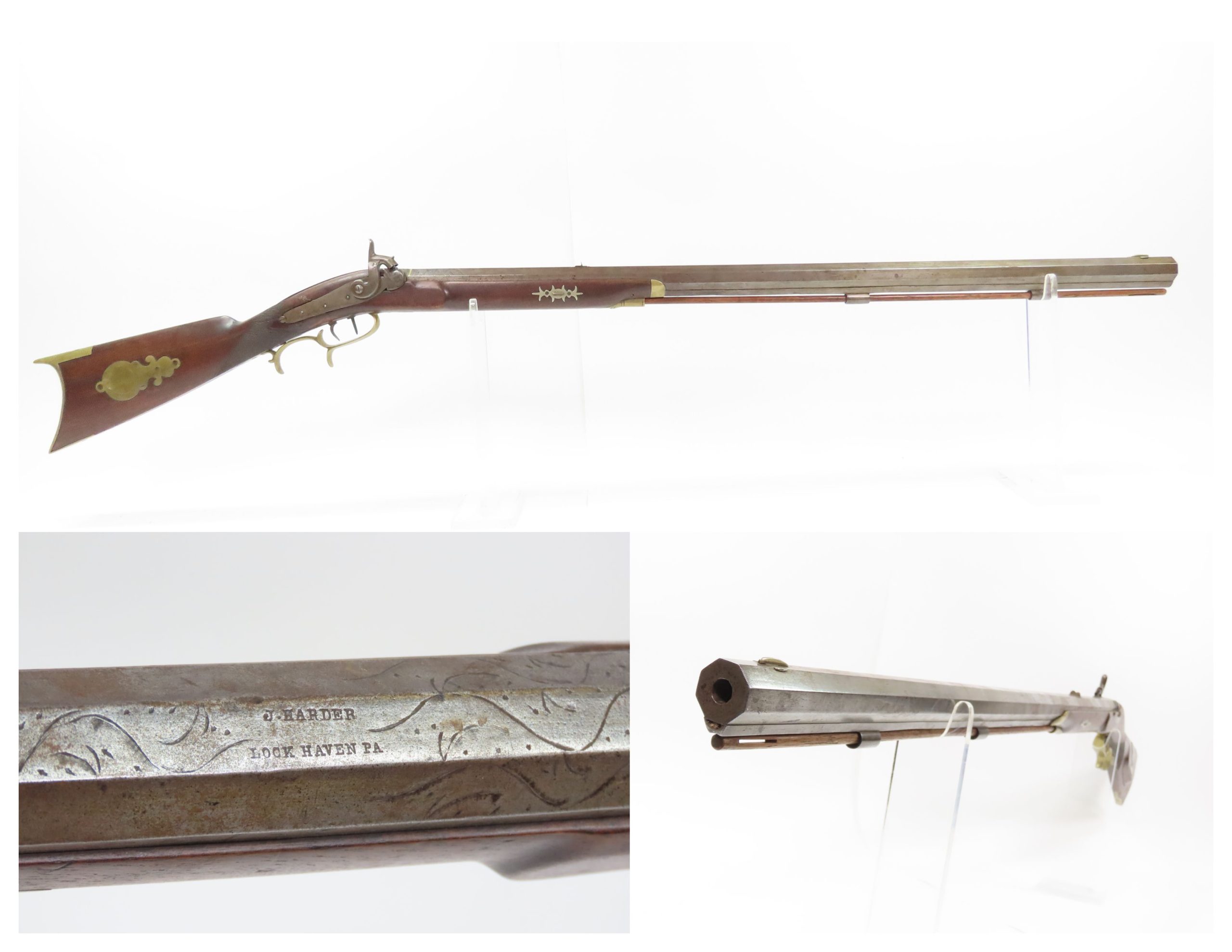 1860s mfg. Lock Haven, PA. Antique J. HARDER Half Stock Percussion ...