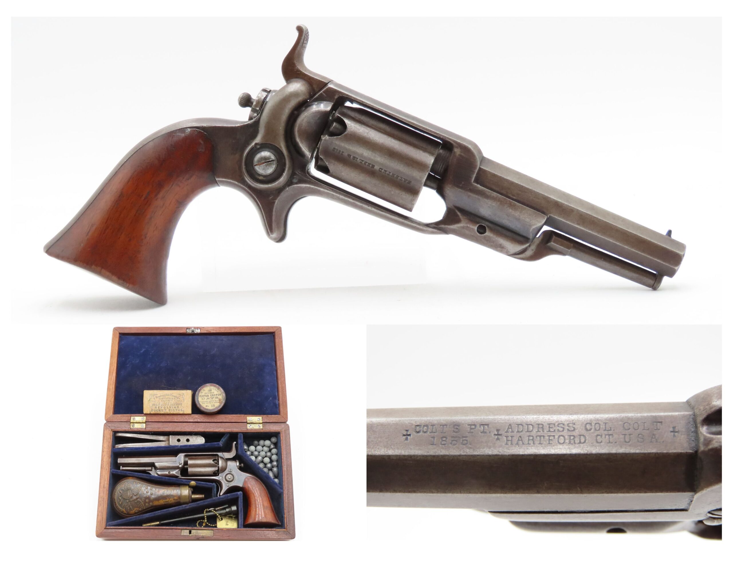 CASED Antique CIVIL WAR Era COLT M1855 ROOT Side-Hammer PERCUSSION ...