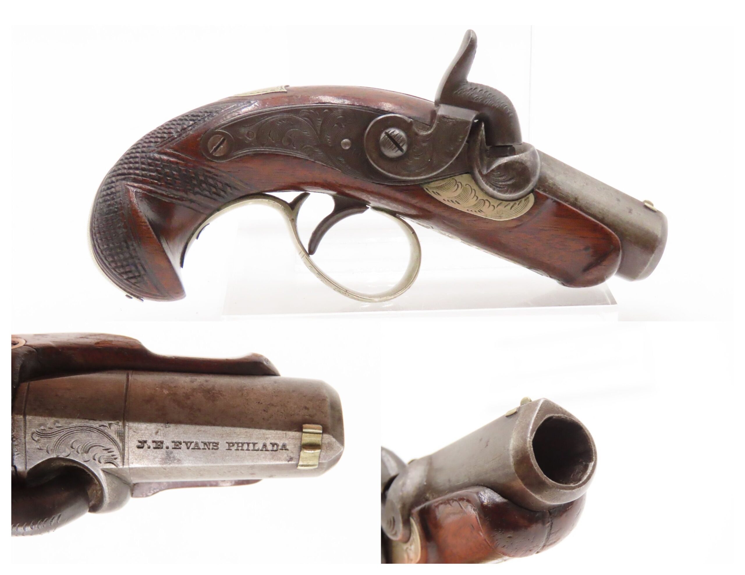 1850s PHILADELPHIA, PA Antique J.E. EVANS “PEANUT” DERINGER Pistol .44 ...