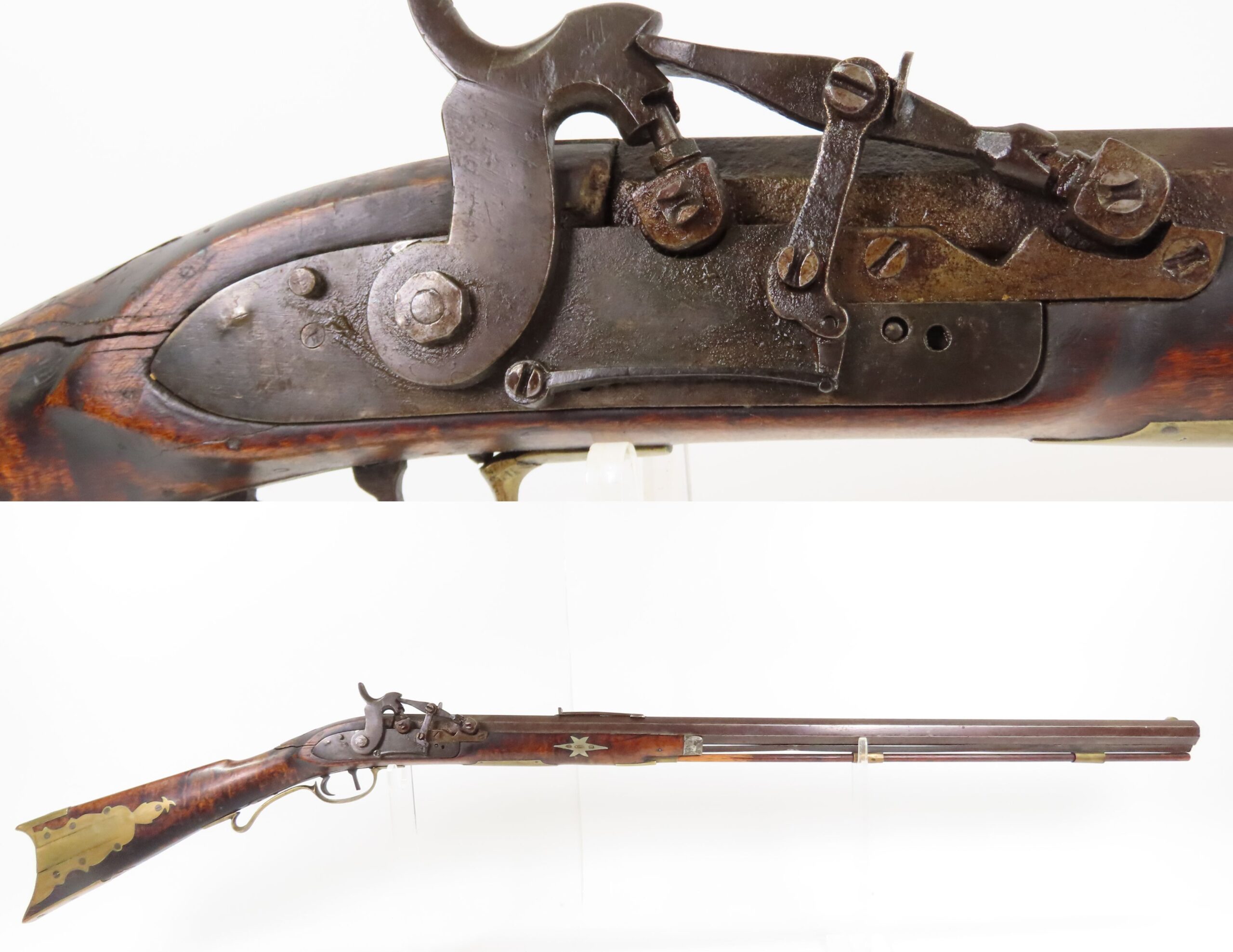 1850s Antique SUPERPOSED LOAD Two Shot PERCUSSION Homestead/Hunting ...