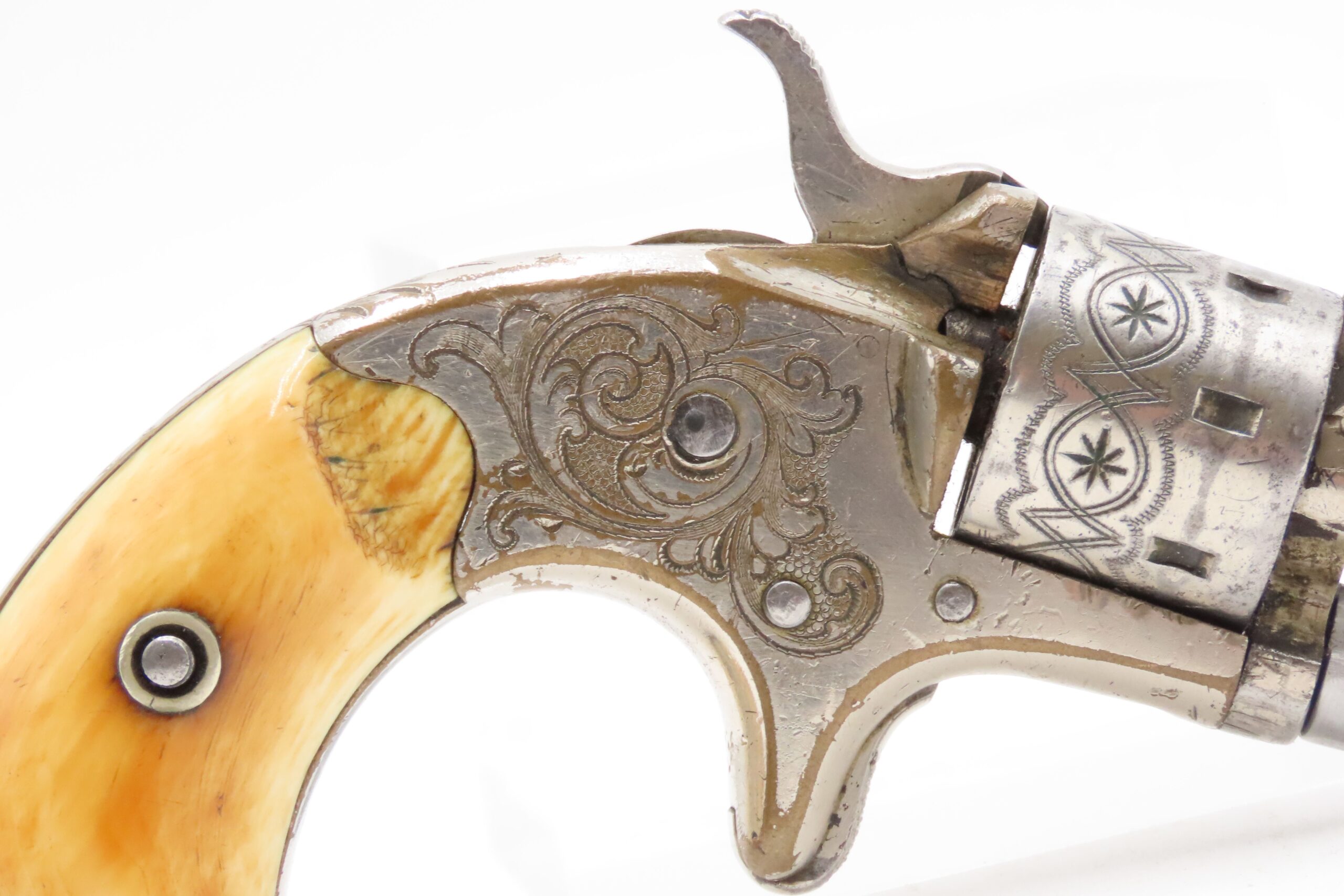 LETTERED & ENGRAVED Antique COLT “OPEN TOP” .22 RF SA POCKET Revolver ...