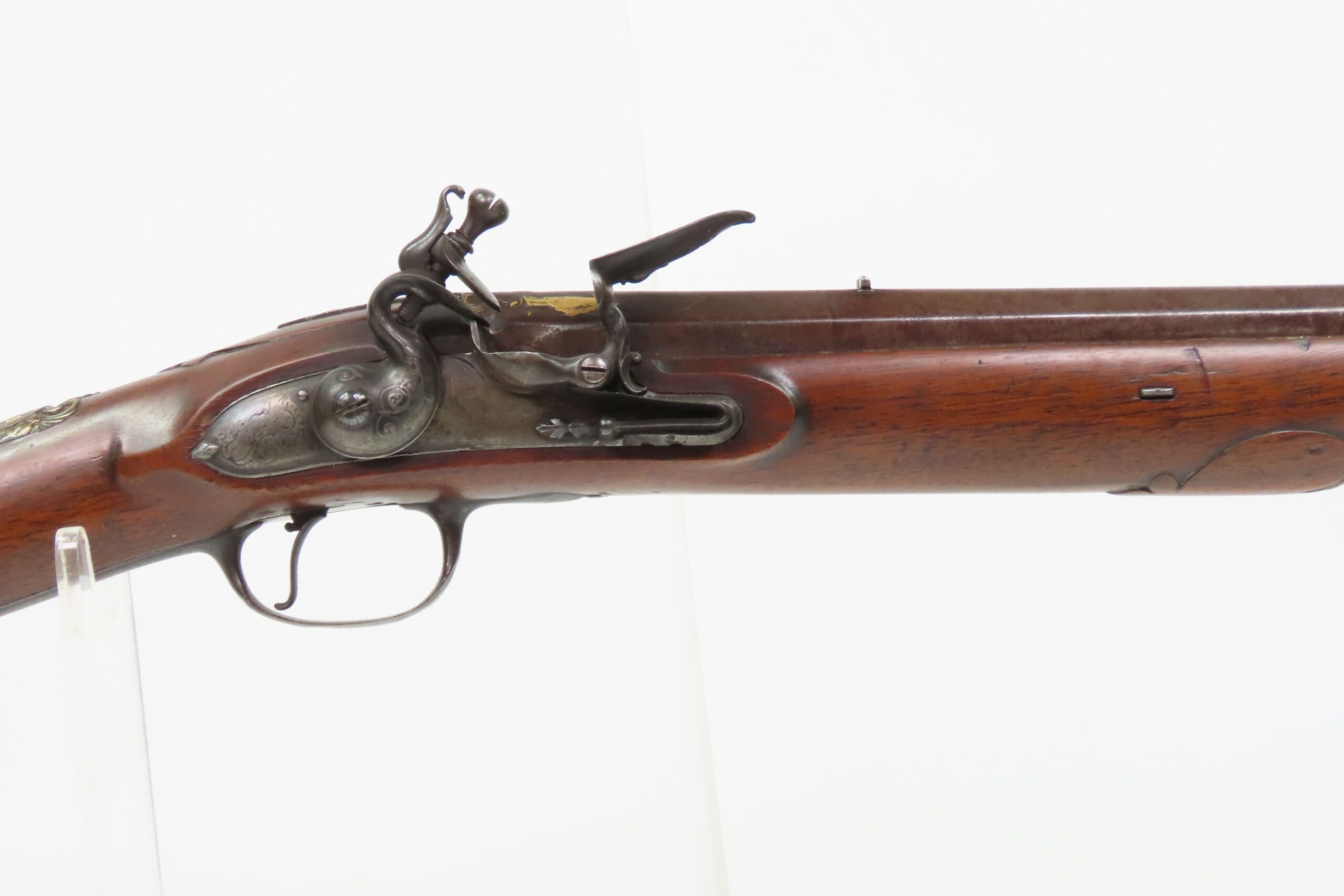 ORNATE BRITISH Antique FLINTLOCK Short Musket Gold Family Crest ...