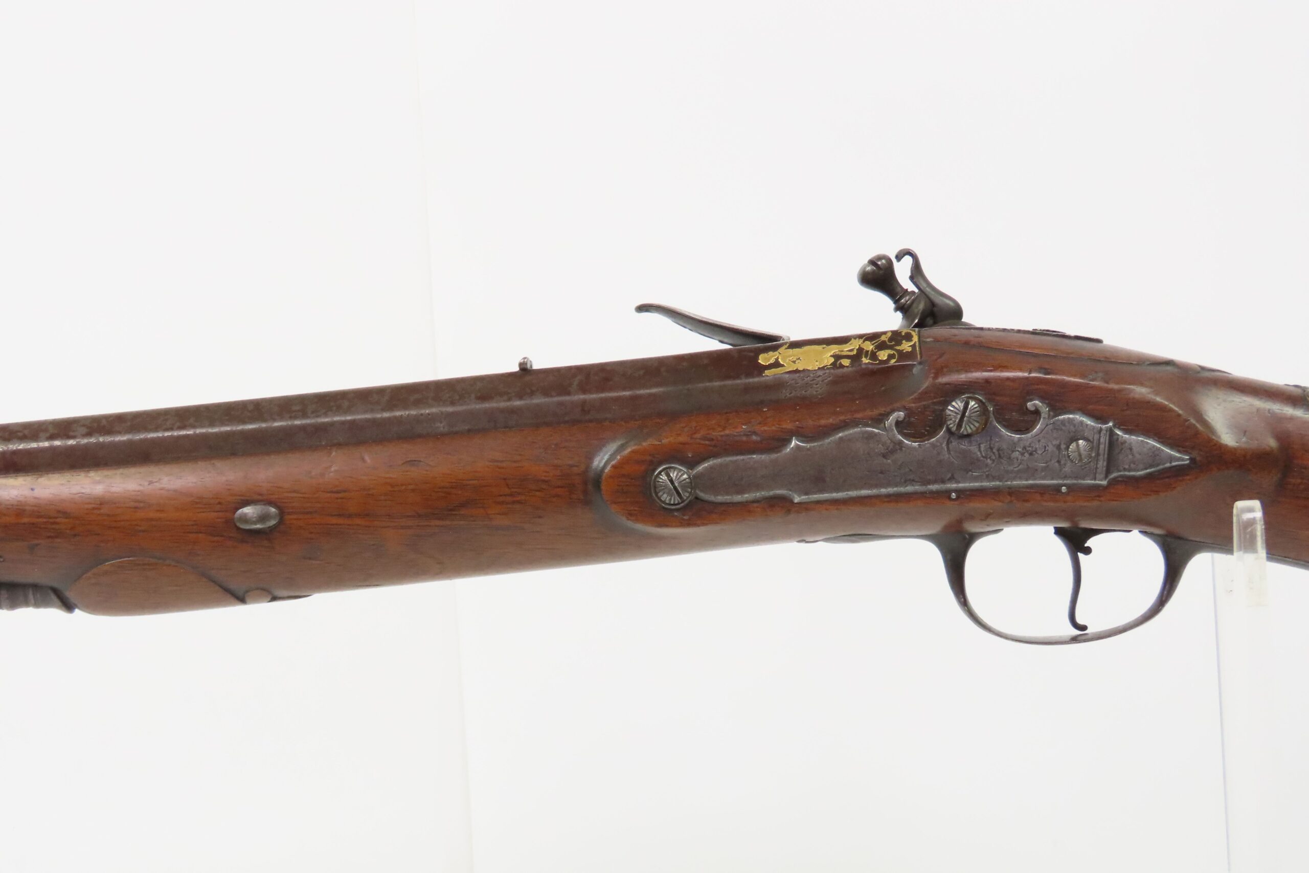 ORNATE BRITISH Antique FLINTLOCK Short Musket Gold Family Crest ...