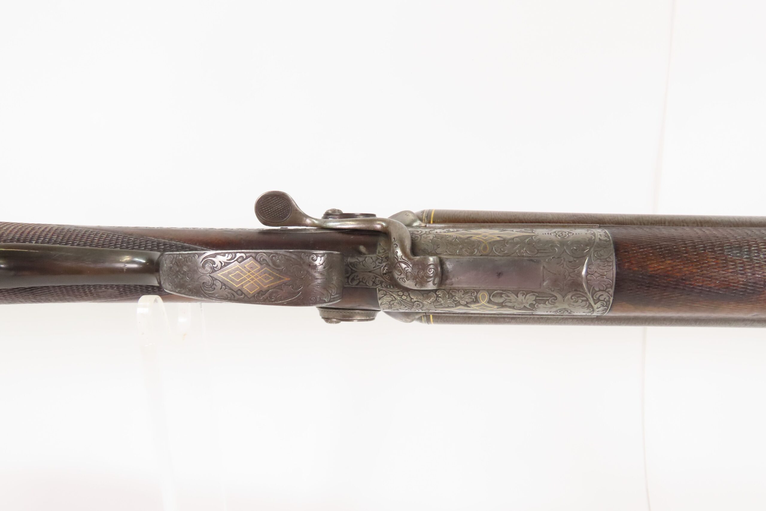ENGRAVED & GOLD INLAID Antique German MORITZ Double Barrel SxS Shotgun ...