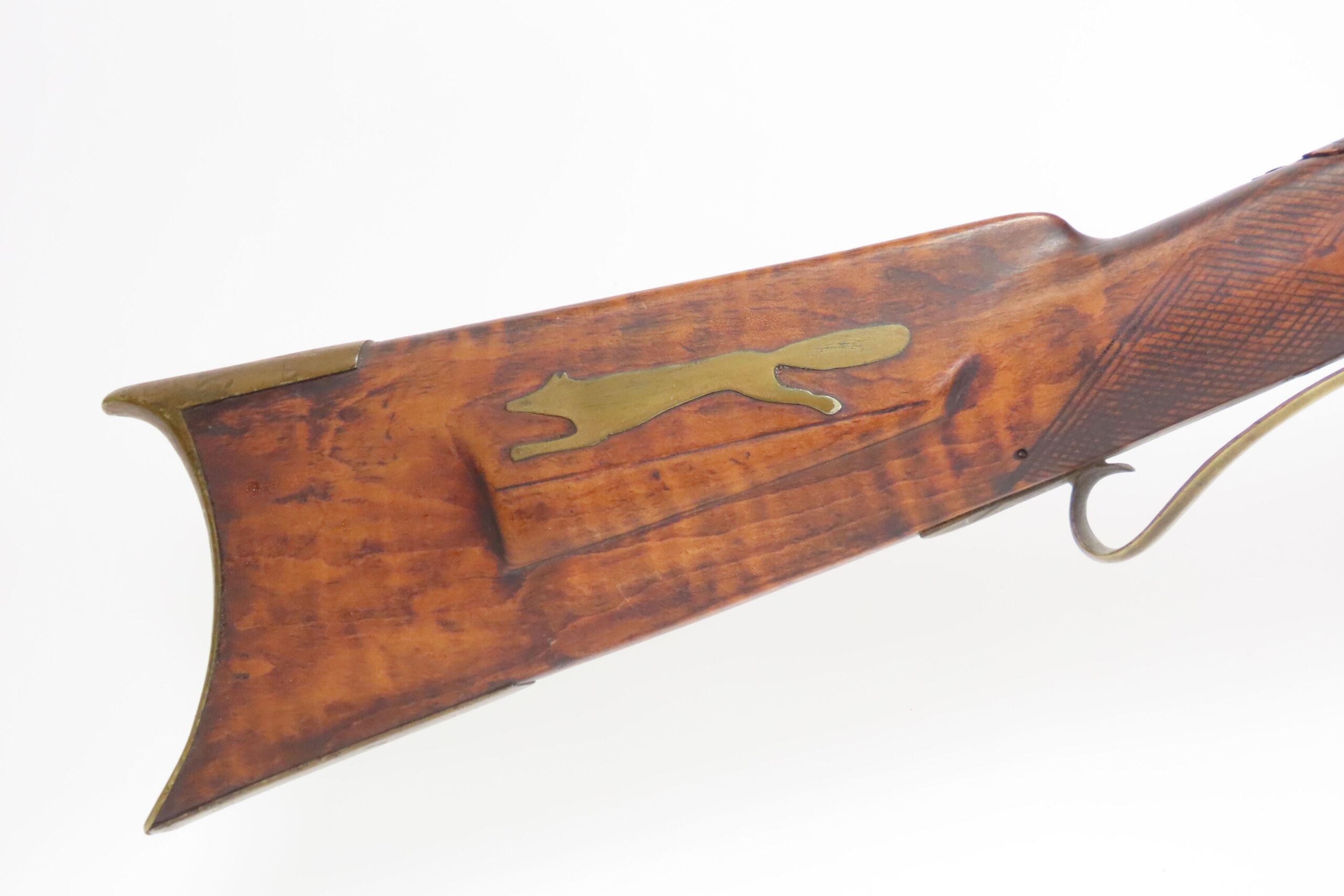 BRASS INLAY Antique AMERICAN Half Stock Percussion HOMESTEAD/HUNTING ...