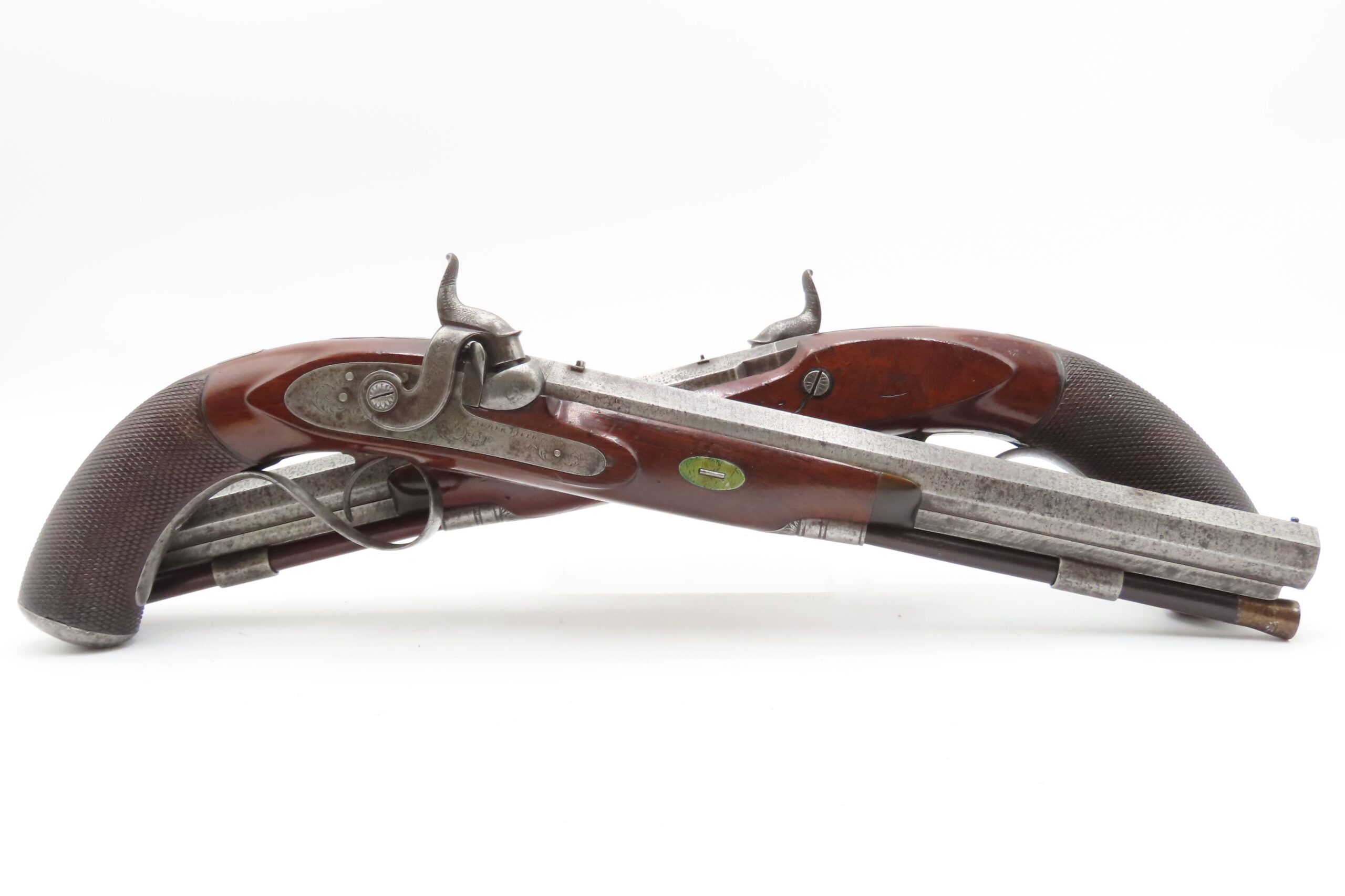 BRACE of ENGRAVED Antique PARKER FIELD & SONS Percussion DUELING ...