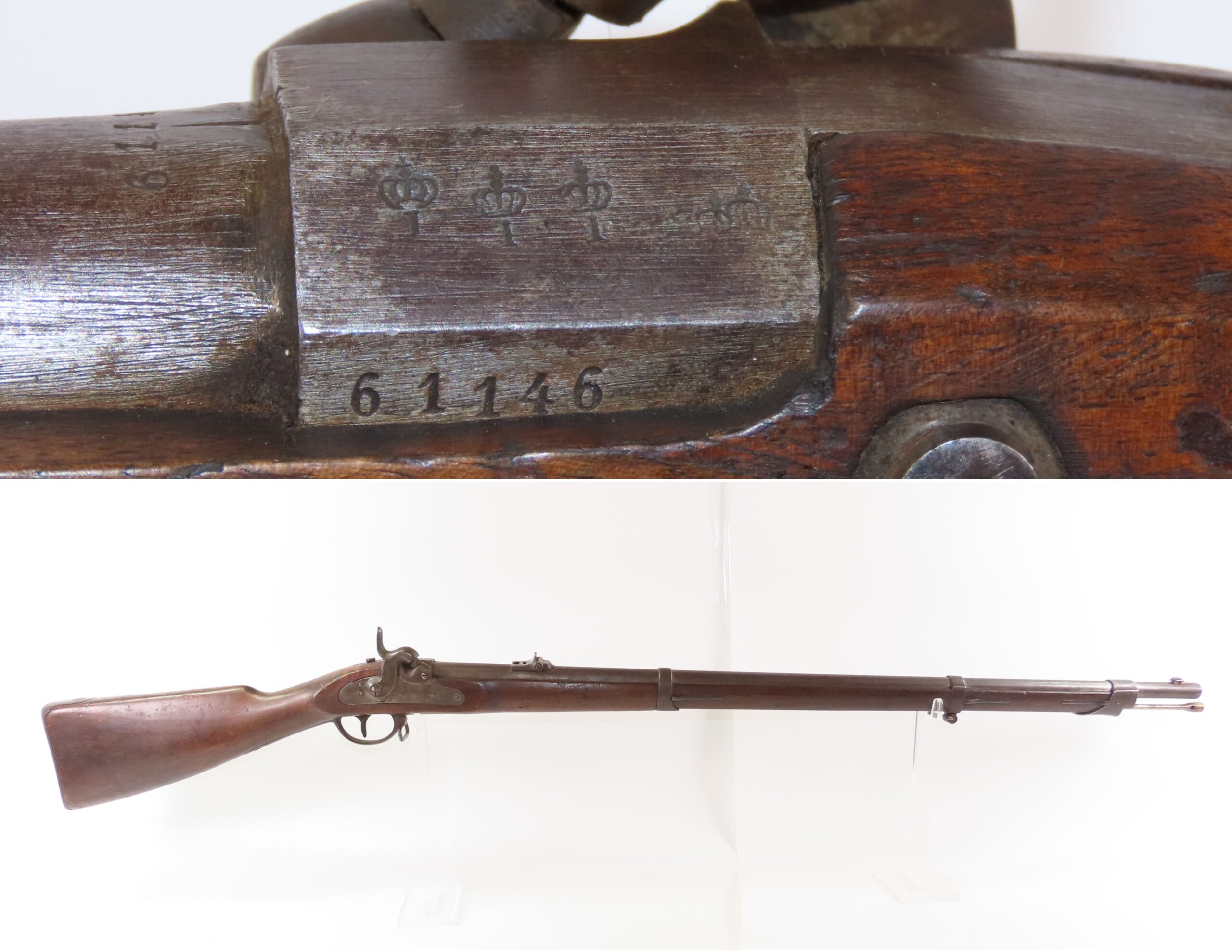 Antique CIVIL WAR Era European PERCUSSION Full Stock Military Rifle ...